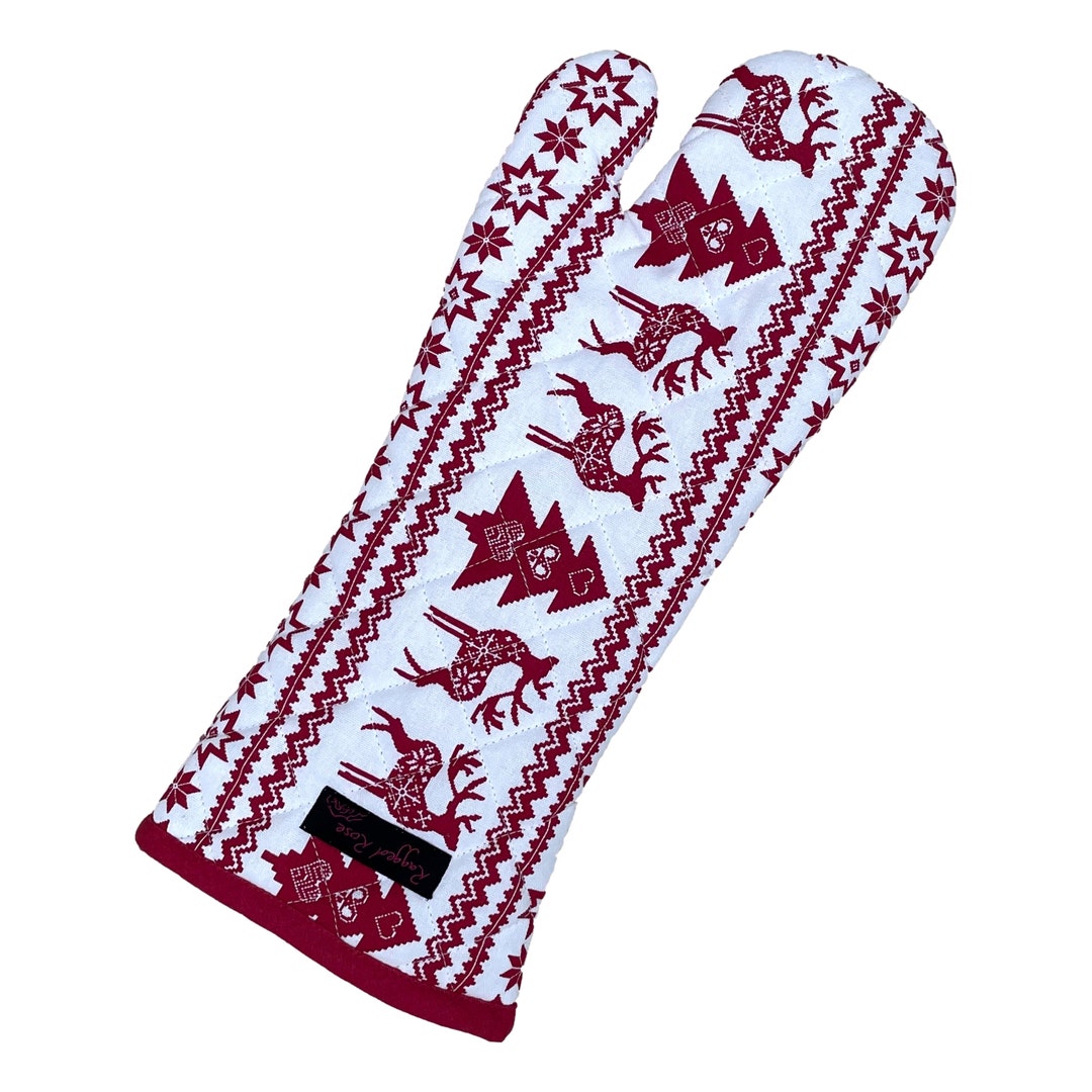 Christmas Aga Oven Gauntlet, Long Oven Glove, Gauntlet Glove, Cooking ...
