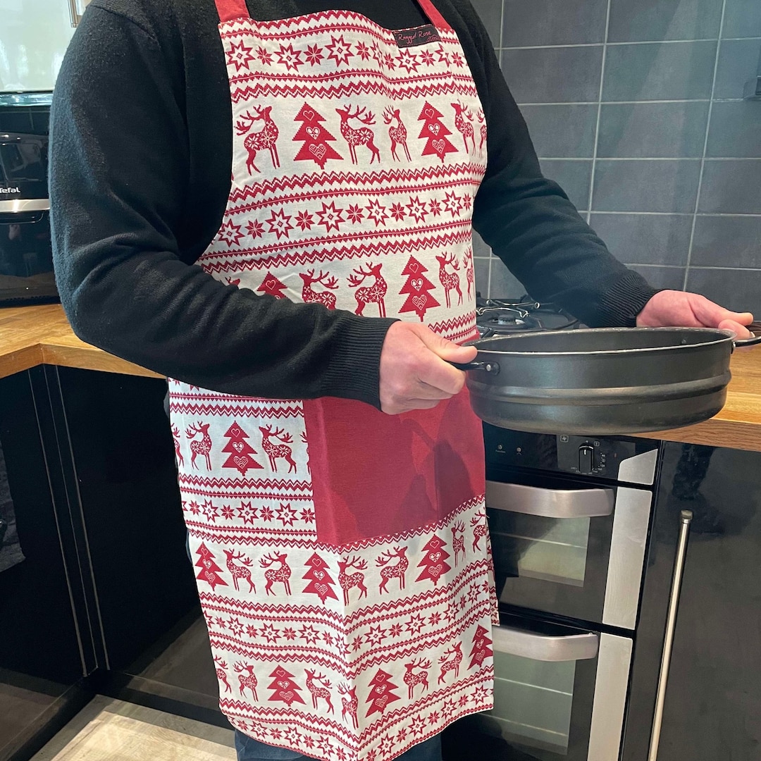 Cotton Christmas Apron, Holiday Apron, Cooking Aprons, Christmas Apron ...