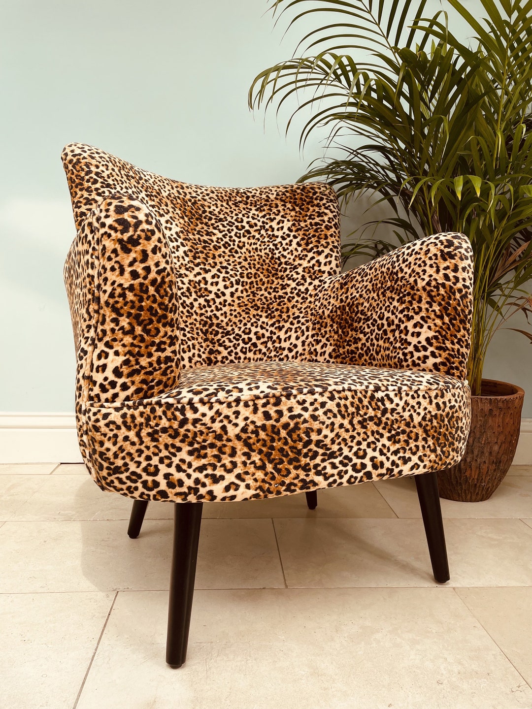 Armchair Leopard Print, Accent Chair, Living Room Lounge Chair, Set of ...