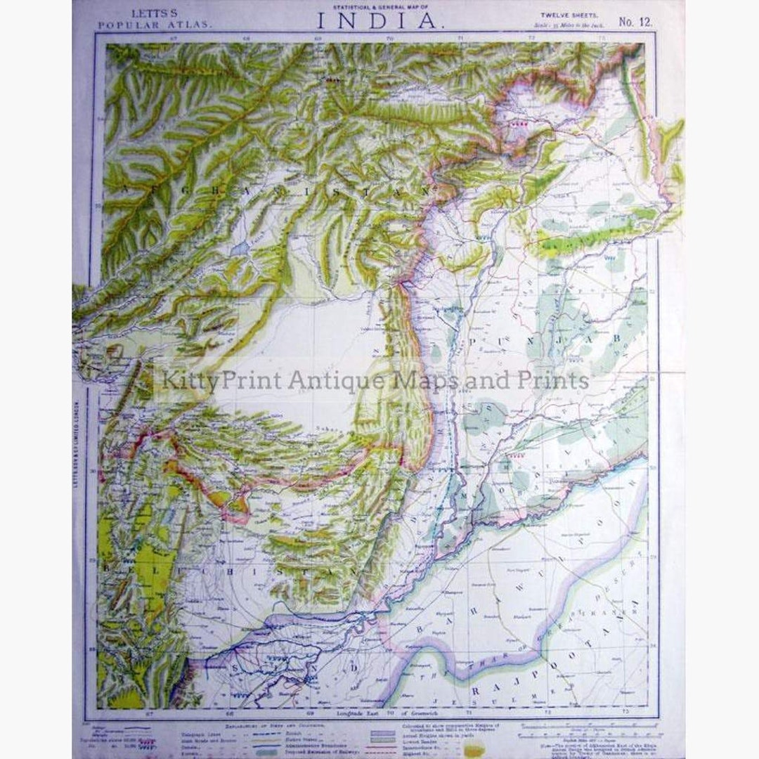 Antique Map India Sind Statistical and General Map 1883 - Etsy