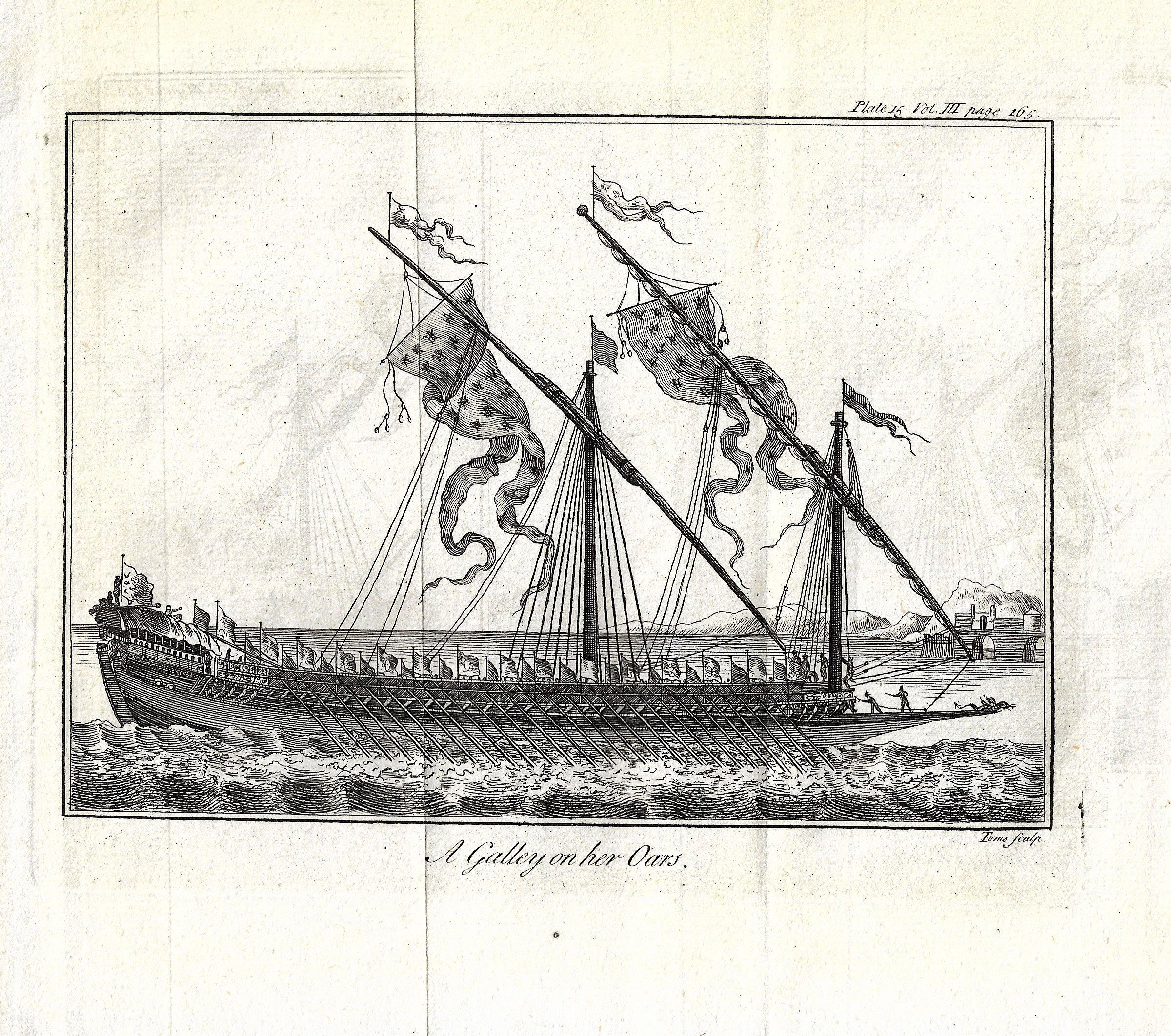 Antique Print A Galley on Her Oars Pluche 1737. - Etsy