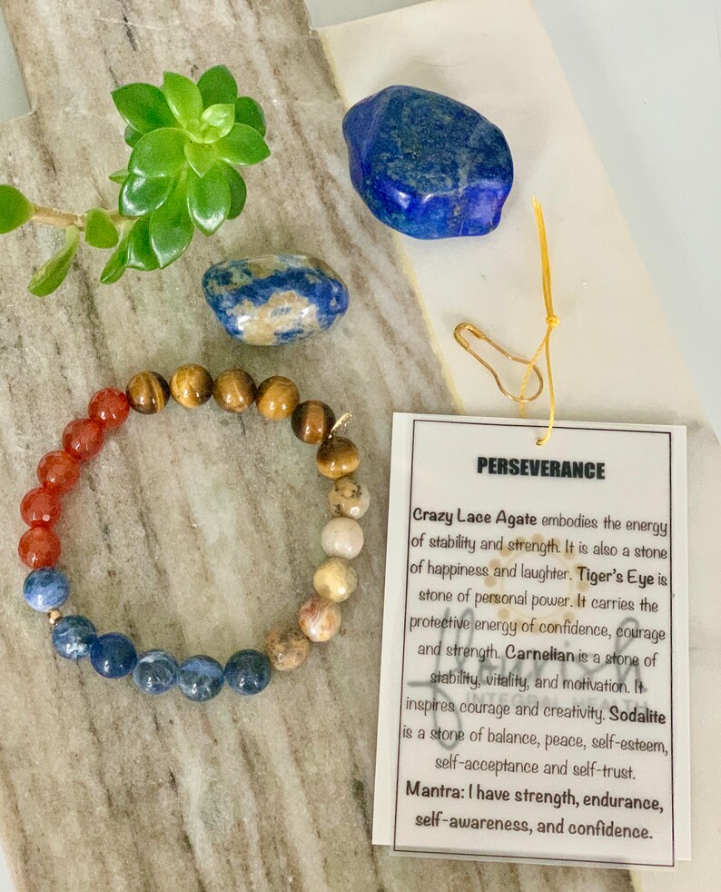 PERSEVERANCE Gemstone Bracelet\beaded Stretch Bracelet\crystal Healing ...