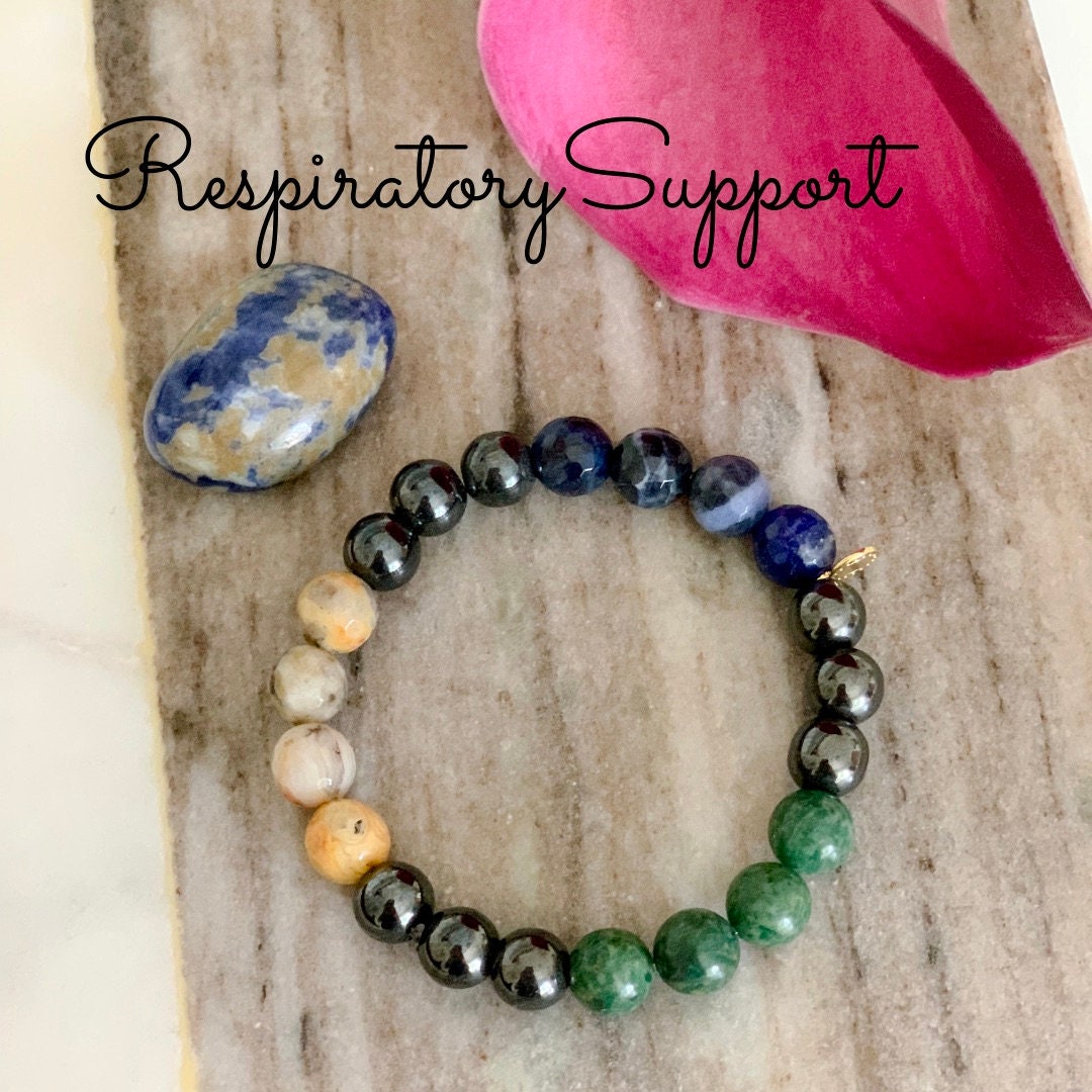 RESPIRATORY SUPPORT Gemstone Bracelet\asthma Support Bracelet\gift for ...