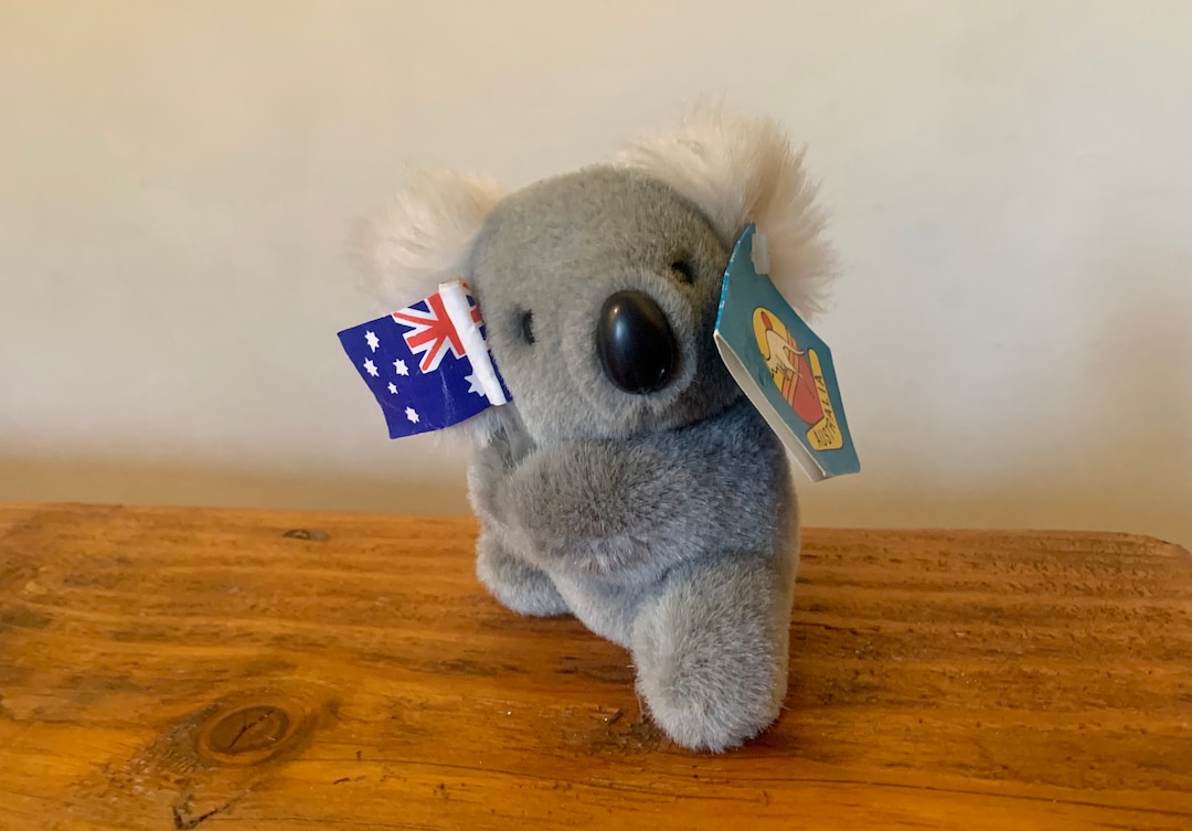 Vintage, 1980s, Australian, Koala, Soft Toy, Australia, Holding Flag ...