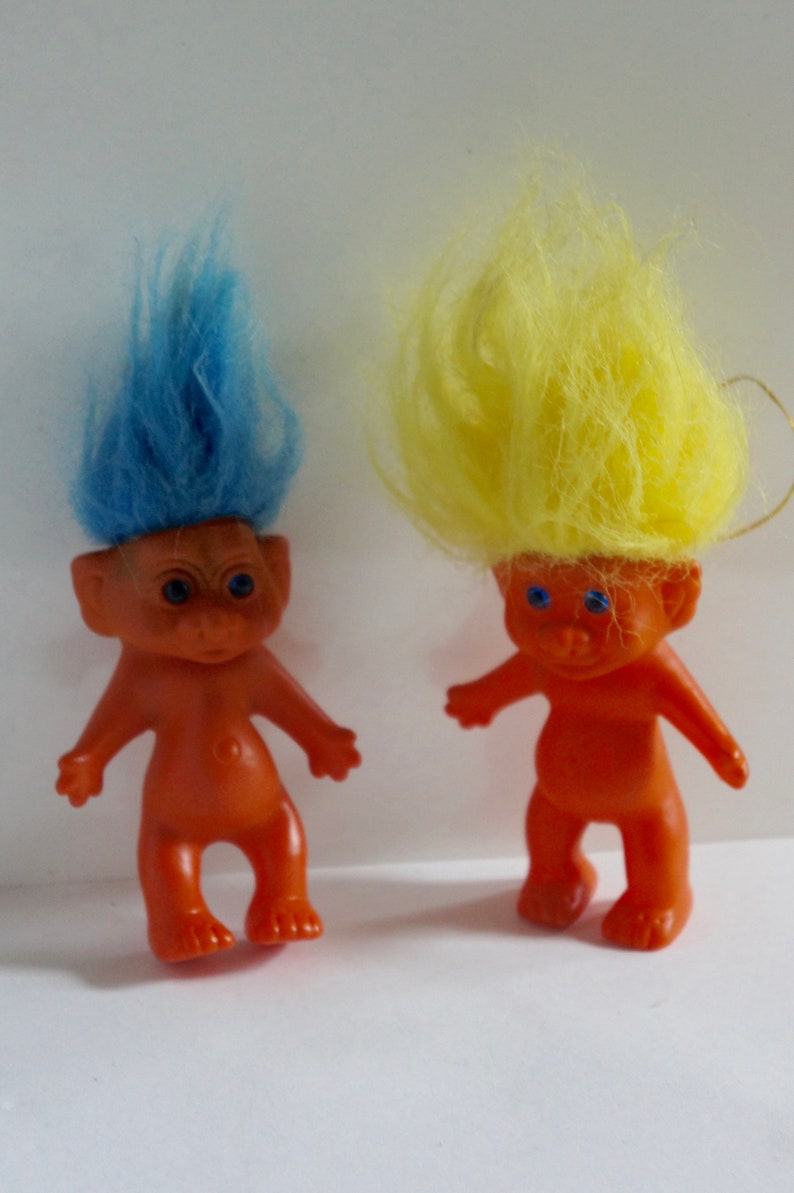 Pair of Vintage 1980s 1990s Blue And Yellow Hair Troll - Etsy