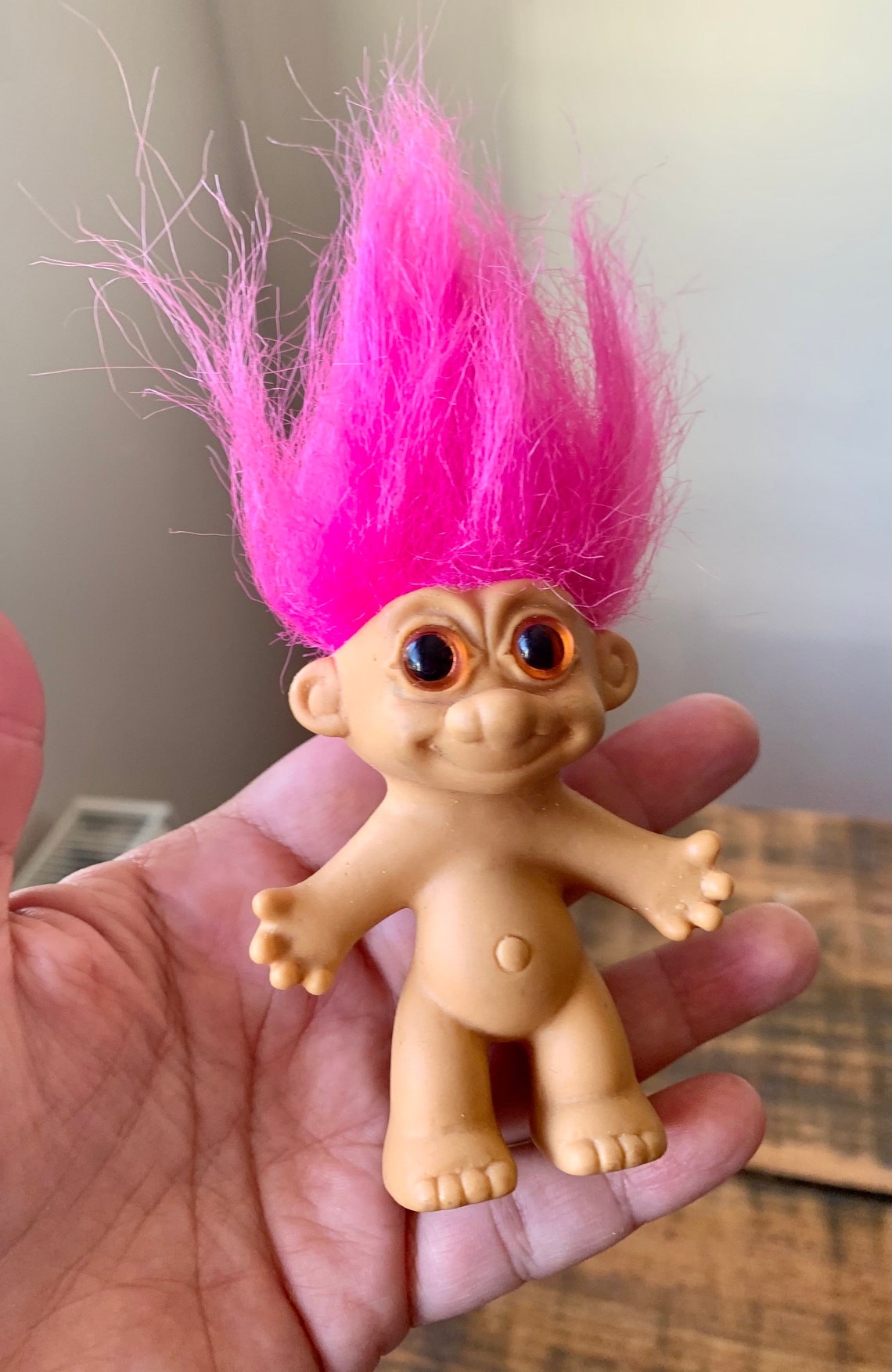 Vintage 1980s 1990s Big Eyes Pink Hair Troll Doll | Etsy