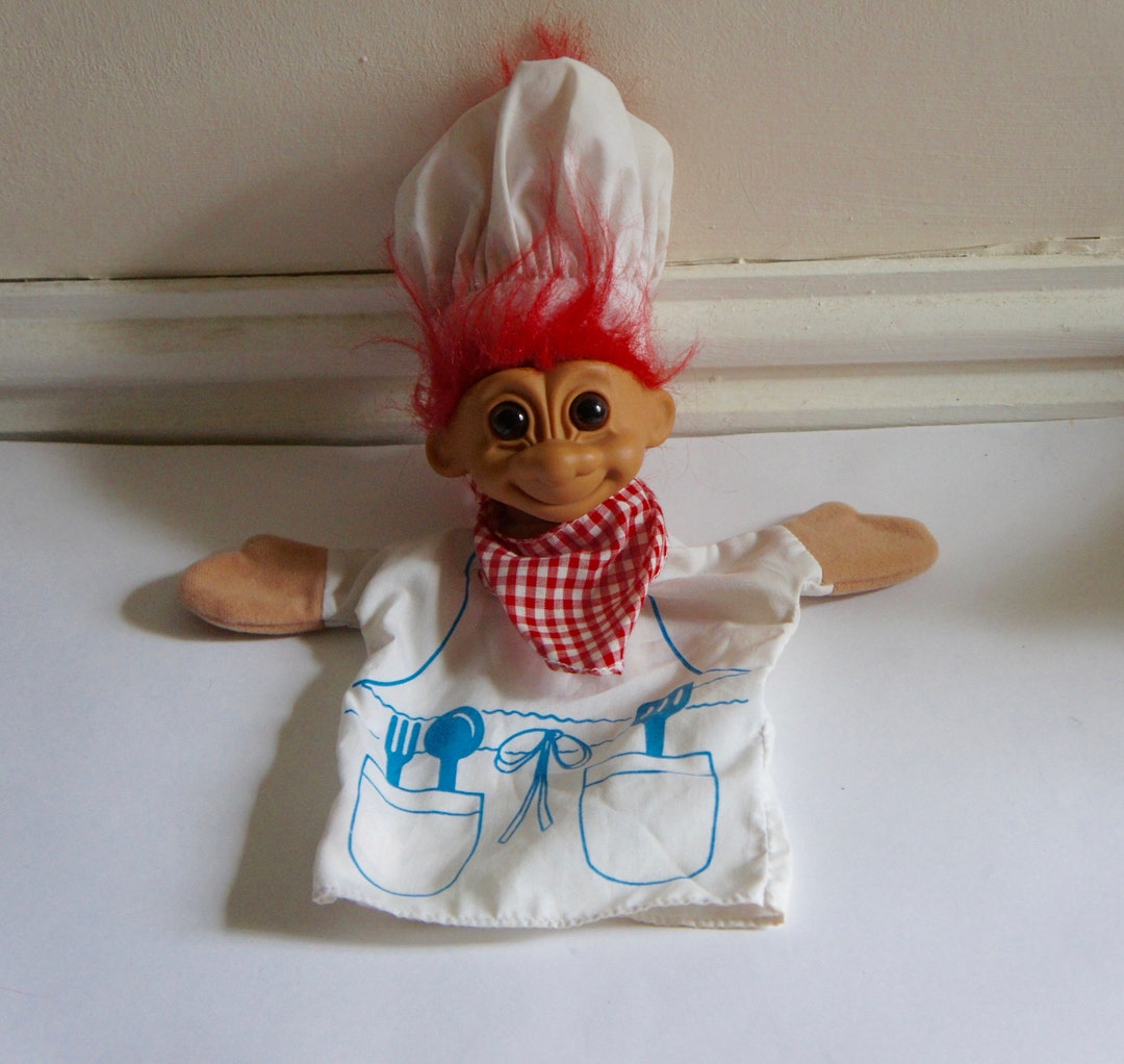 Vintage, 1980s, 1990s, Russ, Red, Hair, Chef, Cook, Troll, Hand Puppet ...
