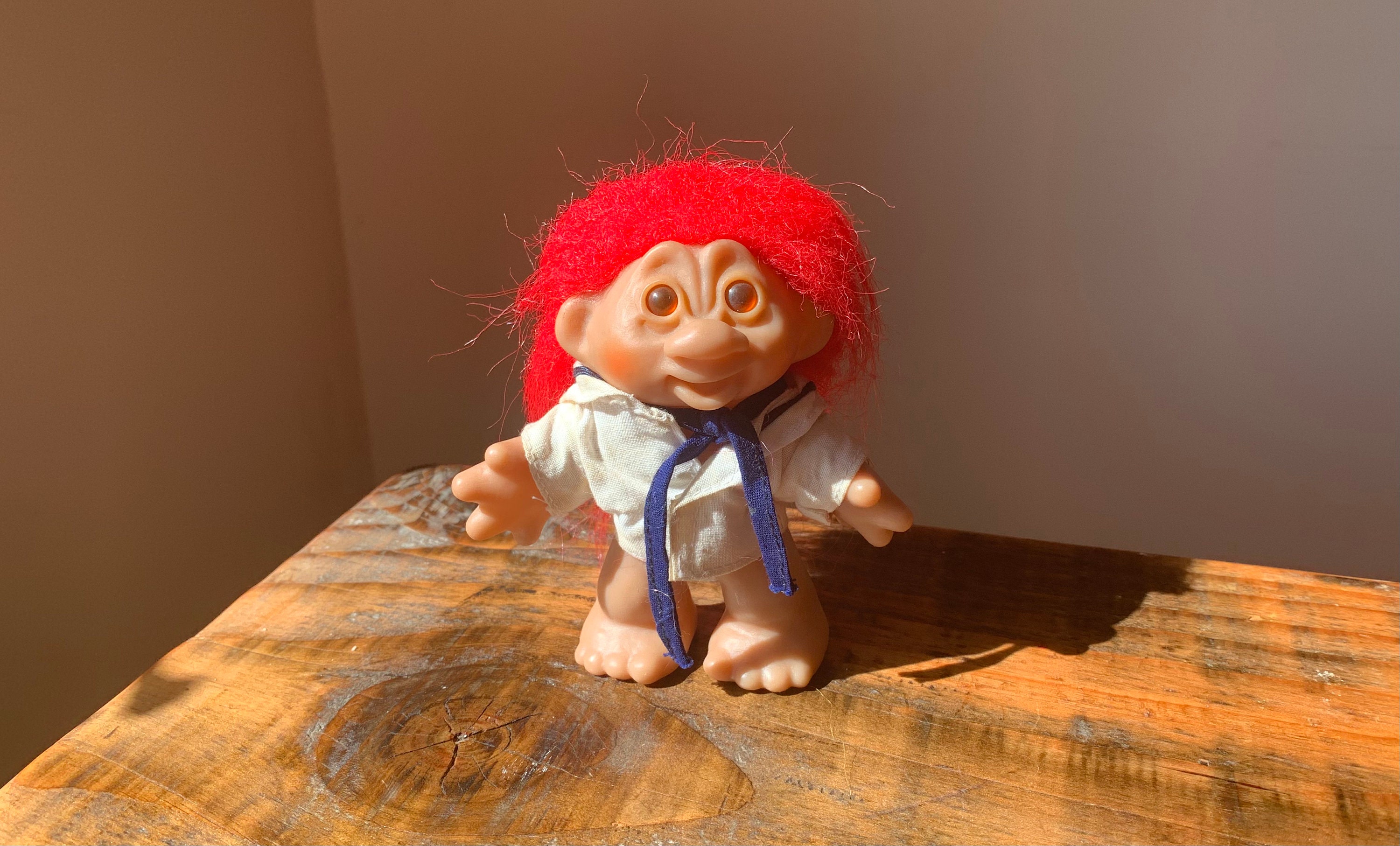 Vintage década de 1980 Dam Pelo Rojo Troll en chaqueta de | Etsy