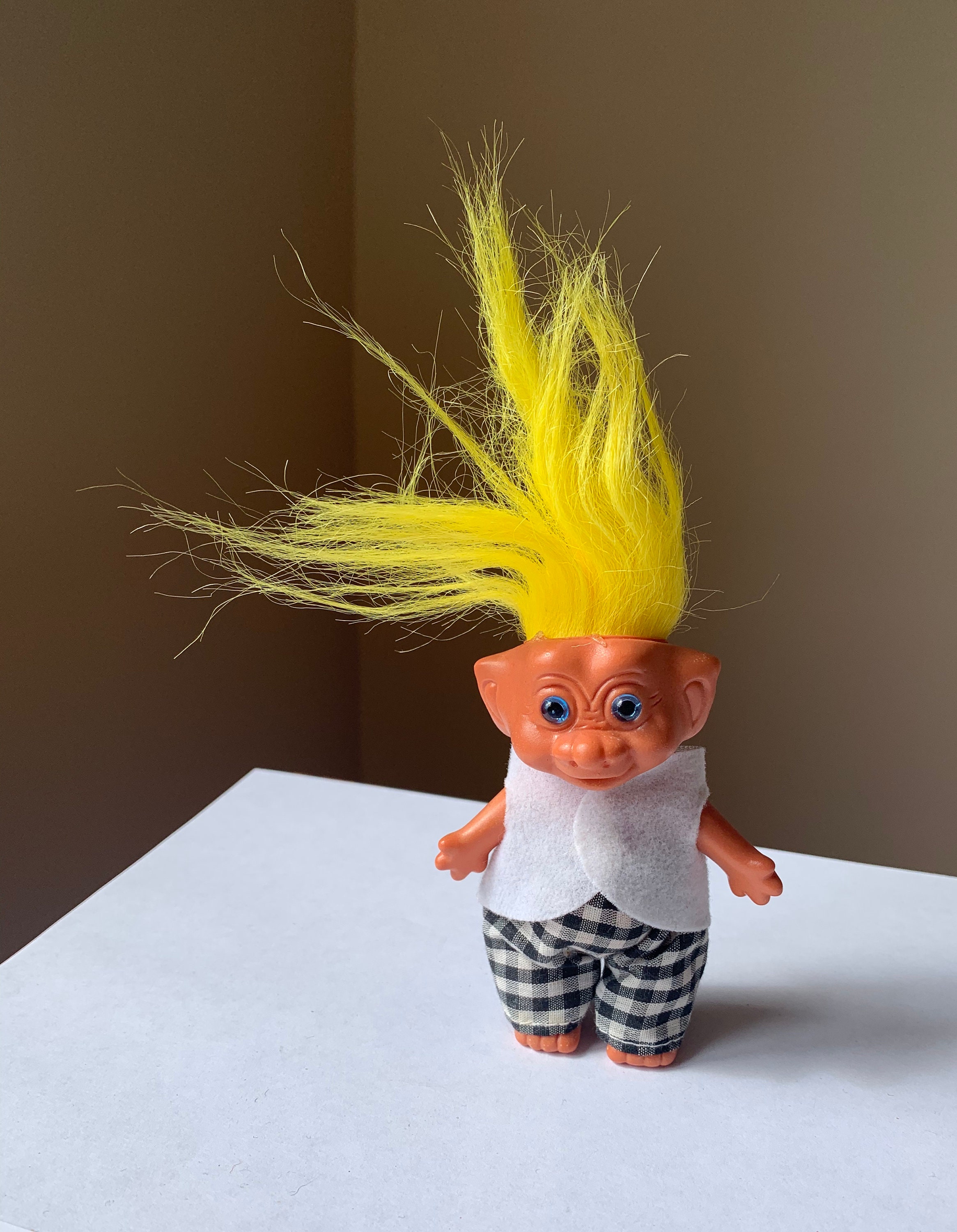 Vintage 1980s 1990s Yellow Hair Troll Doll in Black and | Etsy