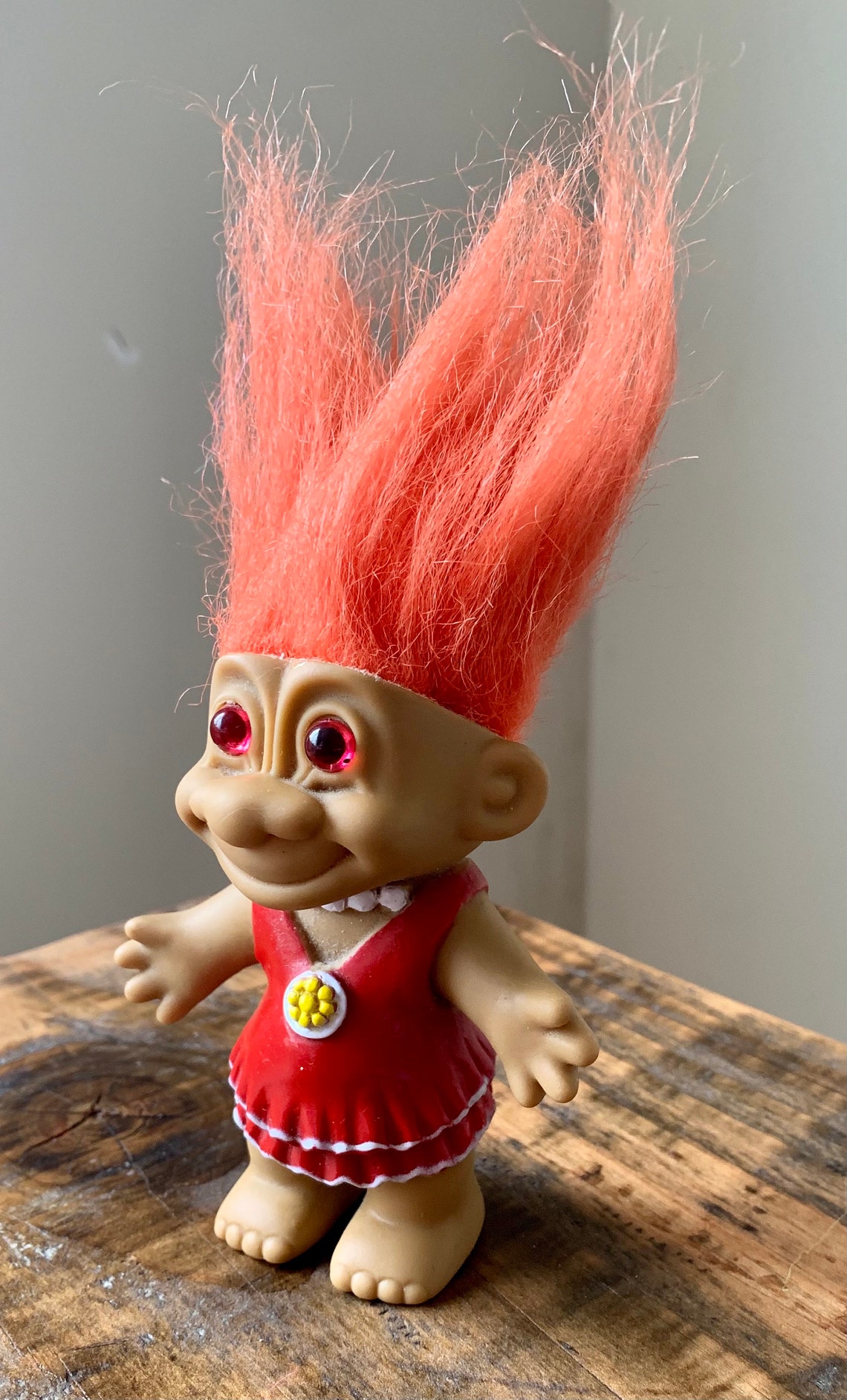 Vintage 1980s 1990s Orange Hair Red Dress Girl Troll - Etsy