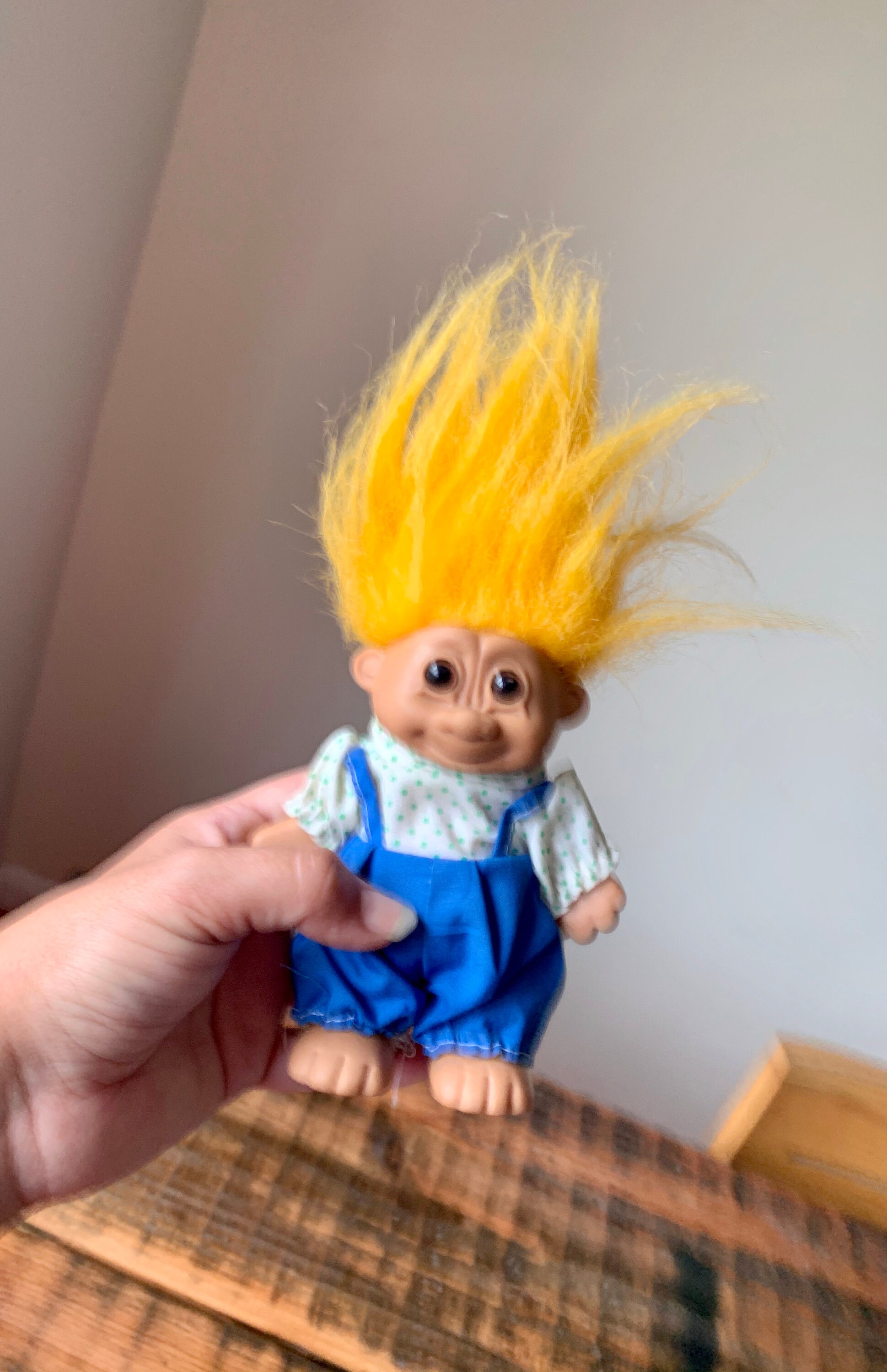 Vintage 1980s 1990s Yellow Hair Troll In Blue Polka Dot | Etsy