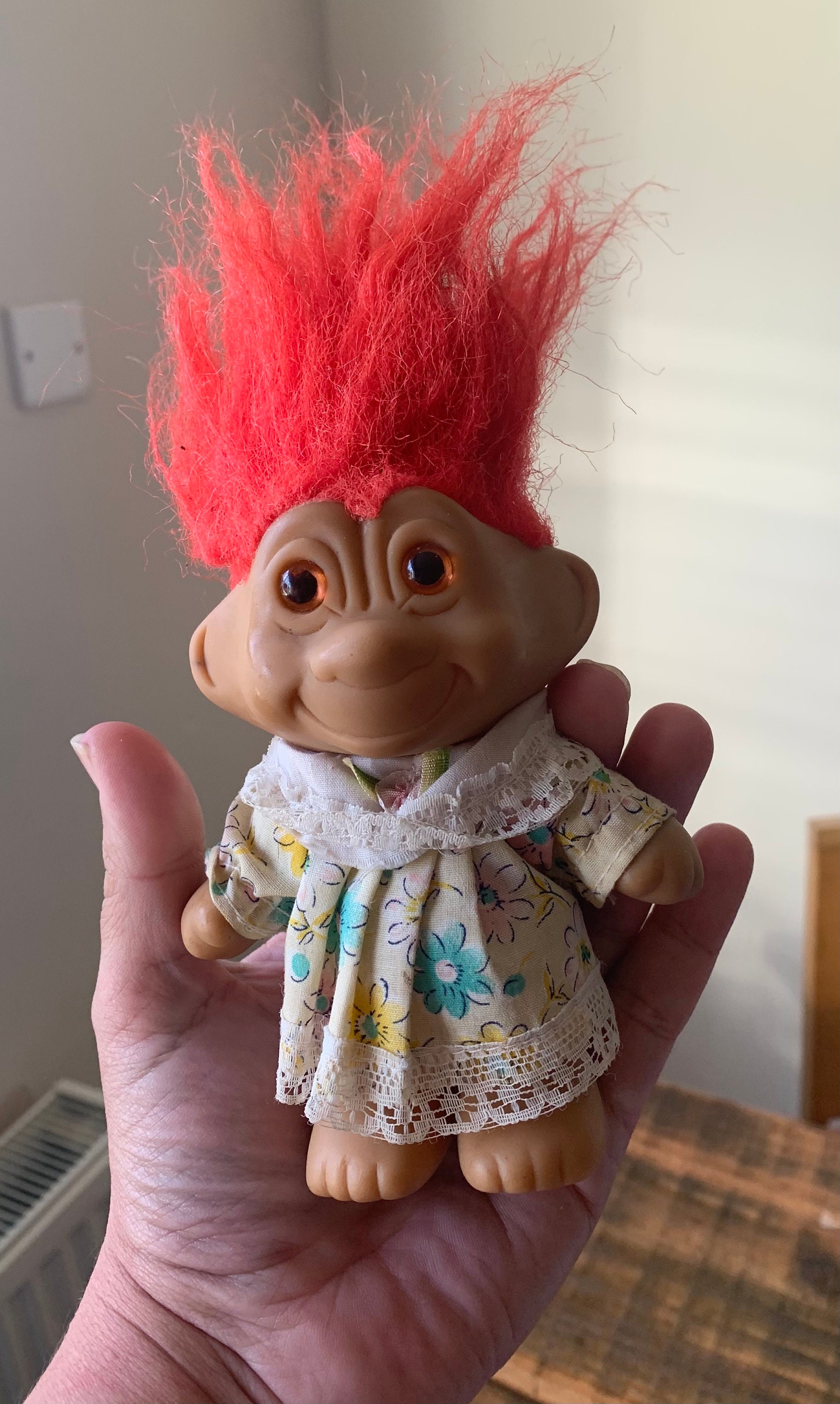 Vintage 1980s 1990s Red Hair Troll Doll in Floral Dress - Etsy UK