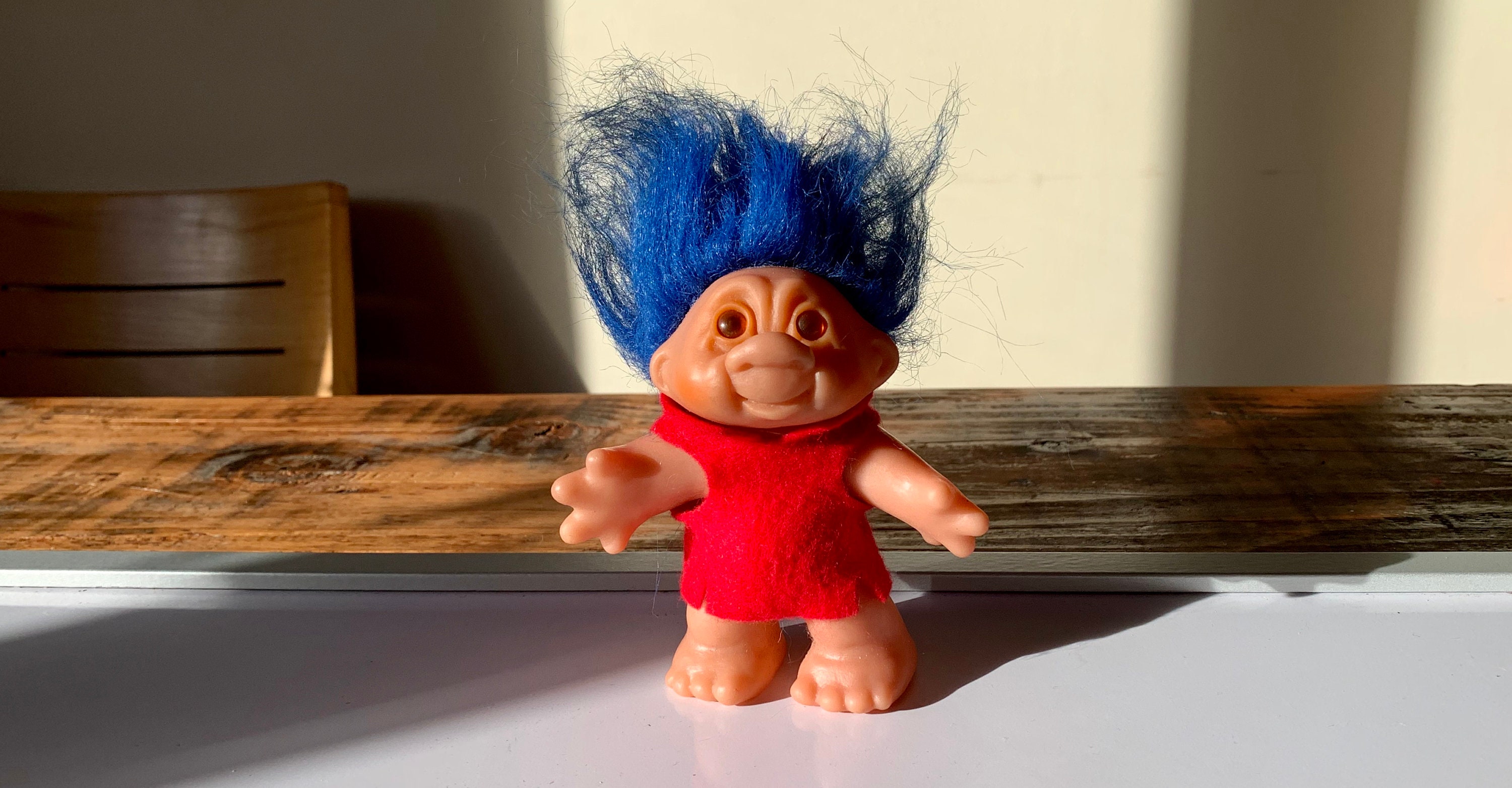 Vintage 1986 Dam Blue Hair Troll Doll Figure in Red | Etsy