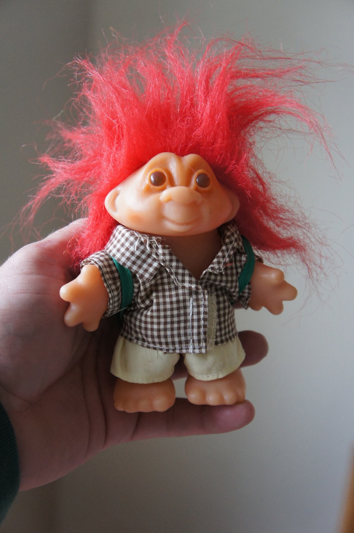 Vintage 1986 Dam Red Hair Troll In Plaid Shirt And | Etsy