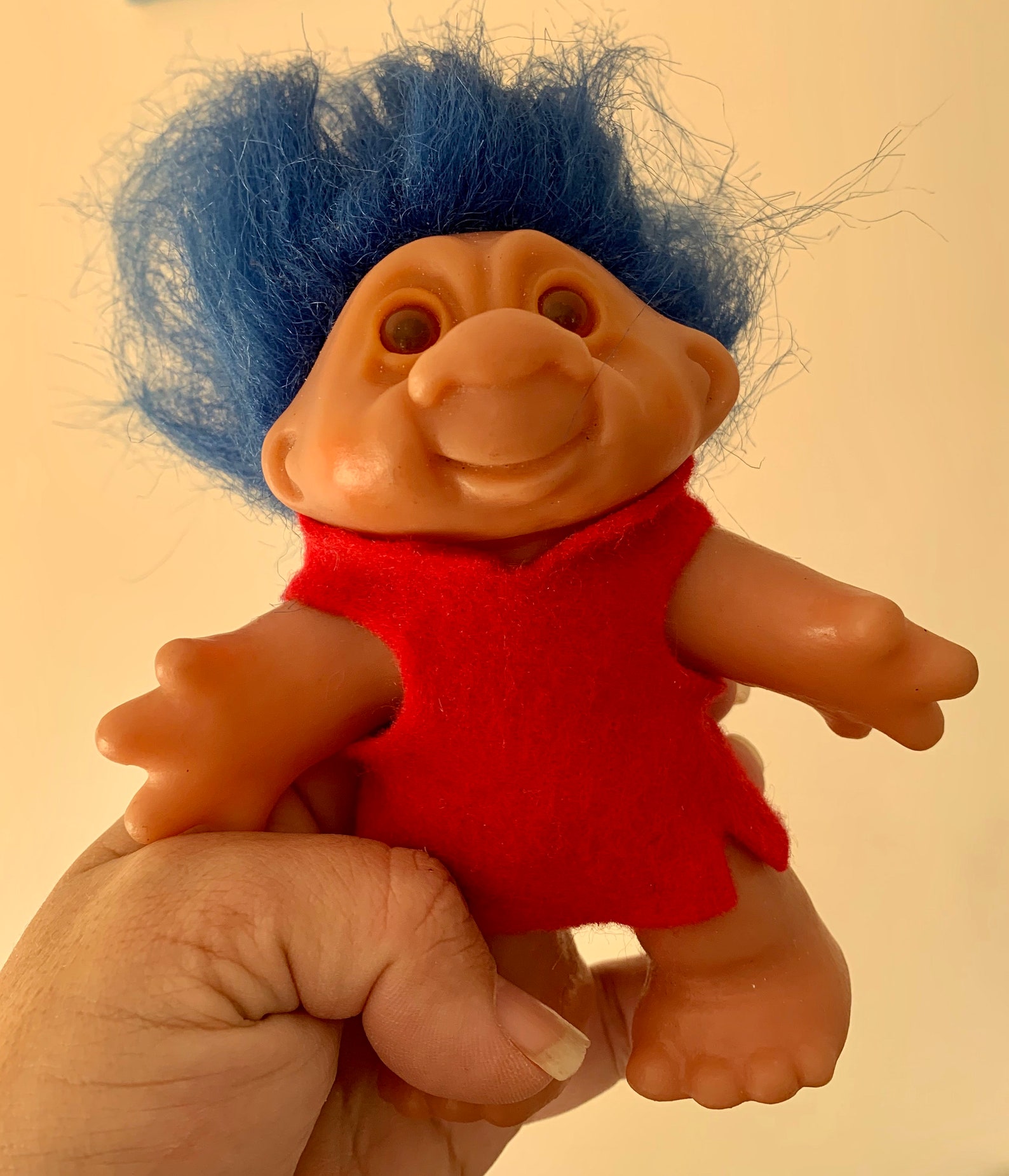 Vintage 1986 Dam Blue Hair Troll Doll Figure in Red | Etsy