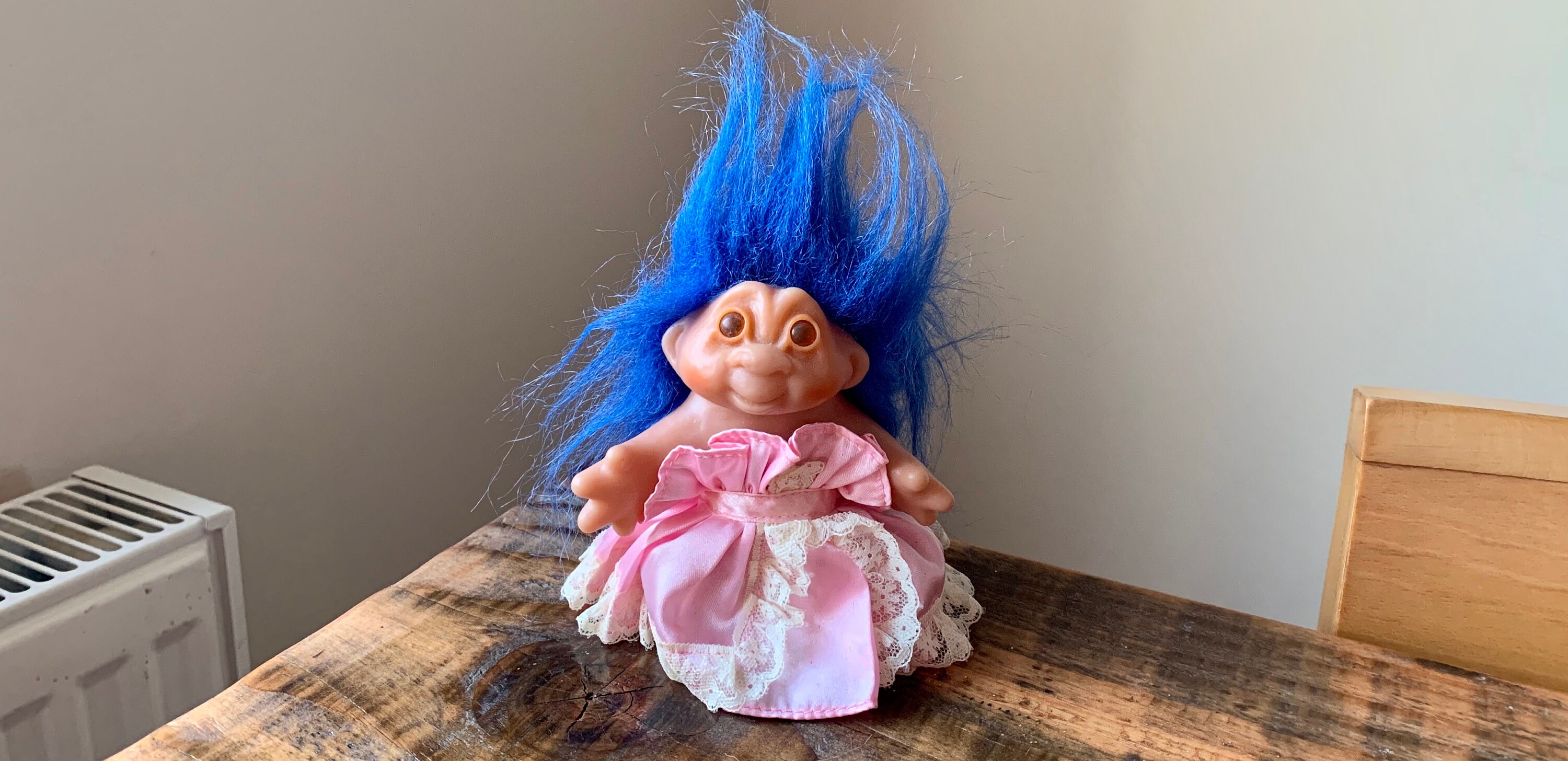 Vintage 1980 Dam Blue Hair Troll In Pretty Pink Ball | Etsy