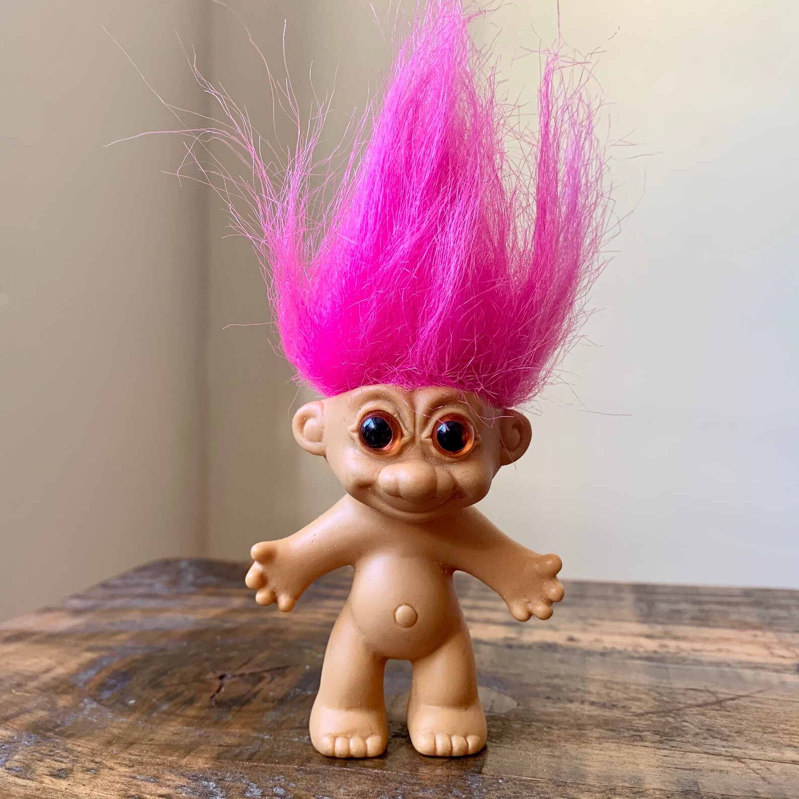 Vintage 1980s 1990s Big Eyes Pink Hair Troll Doll Etsy