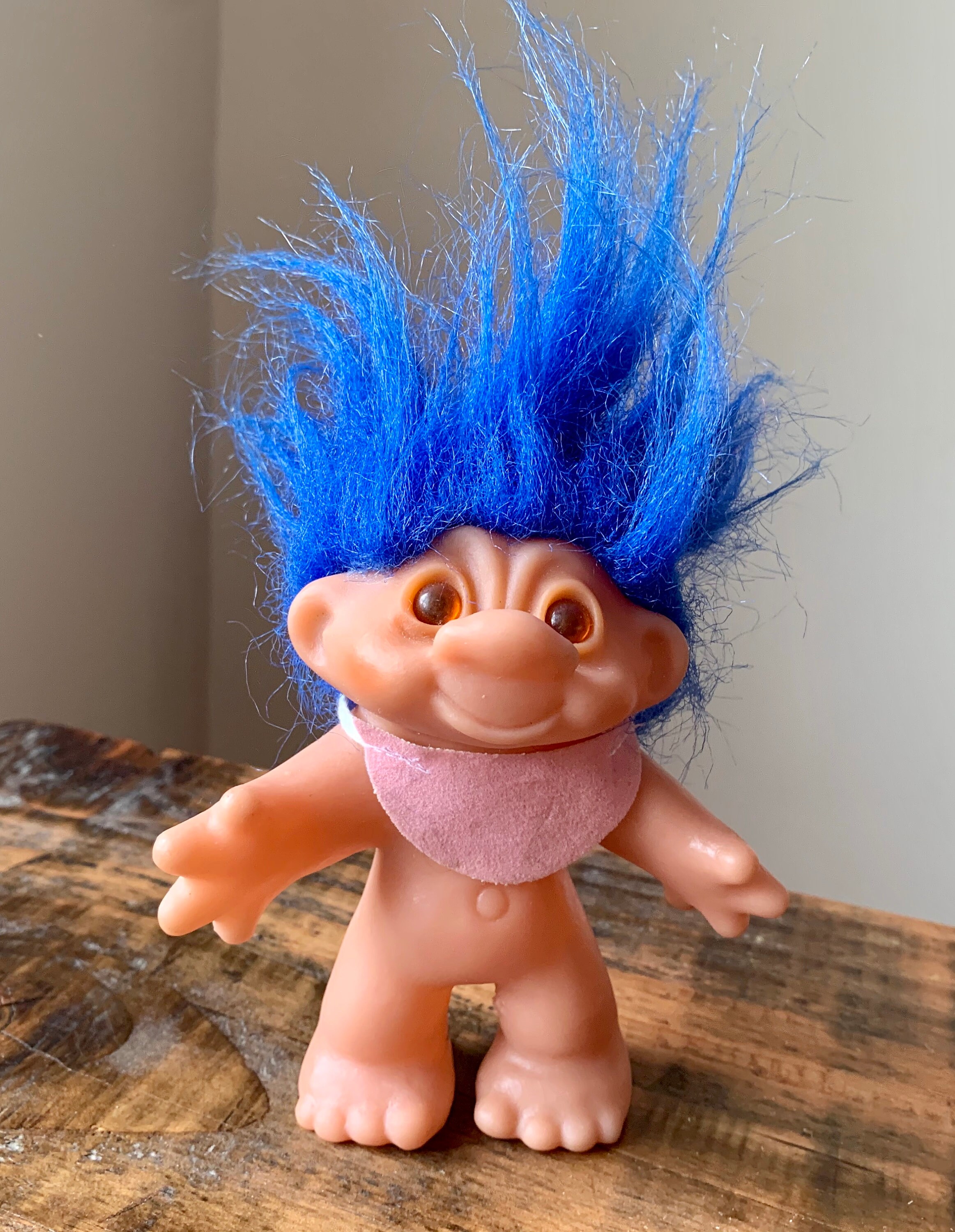 Vintage 1980s Dam Blue Hair Troll In Bib Doll Retro | Etsy