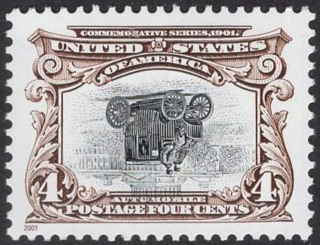 Two 2 AUTOMOBILE INVERTED CENTER Stamps Pan-am Exhibit Unused Bright ...