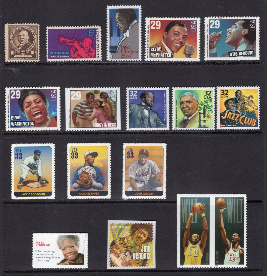 BLACK AMERICANS 2 Collection 17 Fresh Bright Usa Stamps No Duplication ...