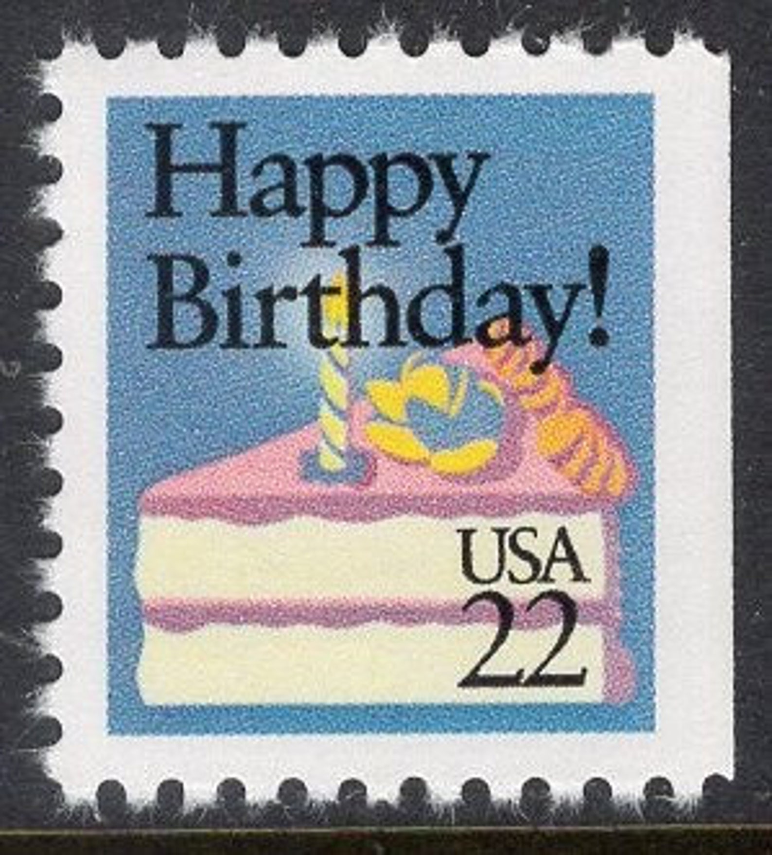 5 HAPPY BIRTHDAY CAKE Bright Fresh Postage Stamps Vintage 1987 Stock ...