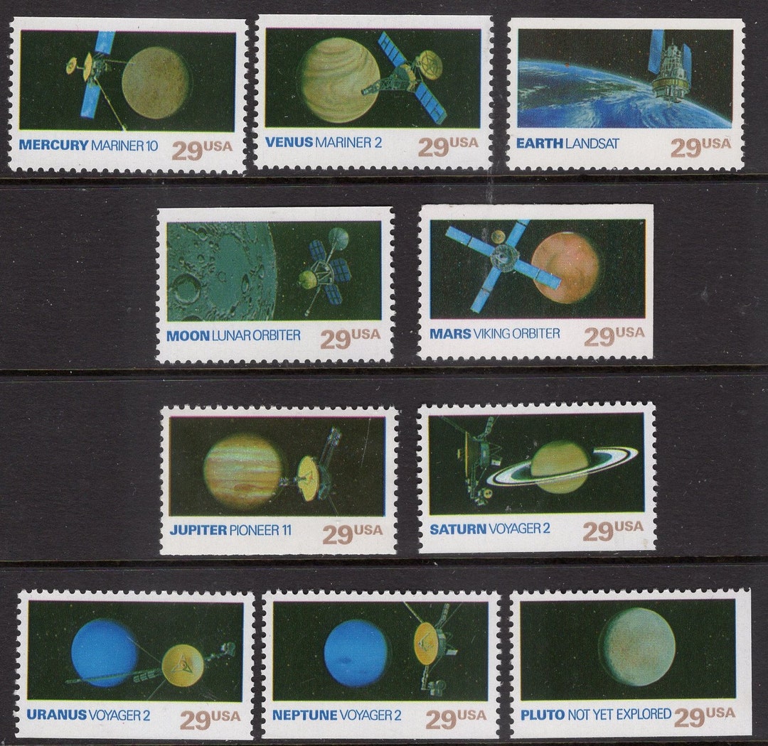 20 SPACE EXPLORATION US Mint Stamps 10 Different Mercury Venus Earth ...