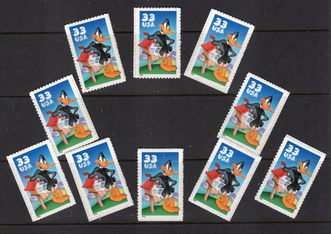 10 DAFFY DUCK LOONEY Tunes Stamps Mailbox Bright, Bright Unused Usa ...