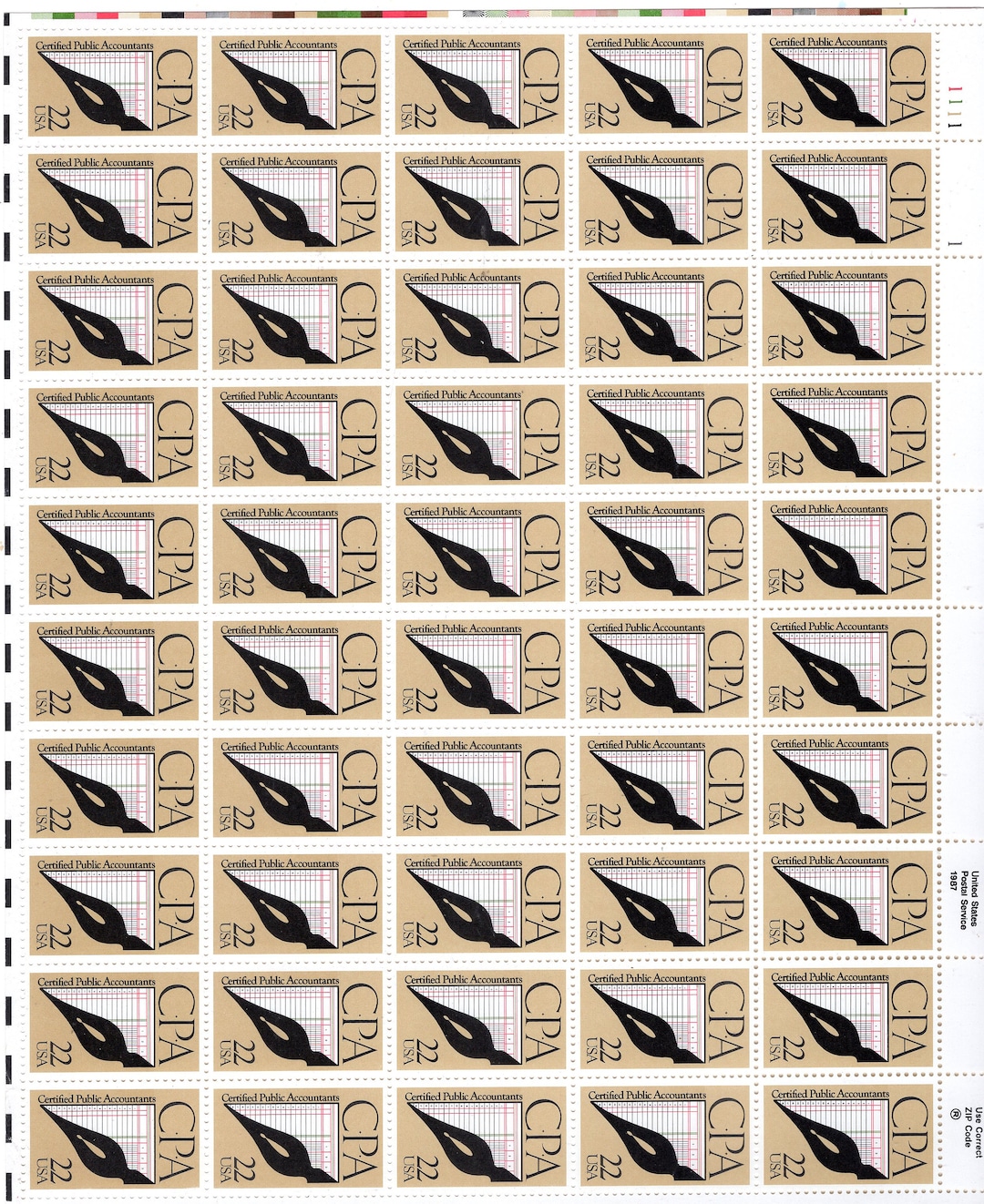 CPA ACCOUNTANT 10 Stamps or SHEET of 50 Fresh Bright Usa Postage Stamps ...