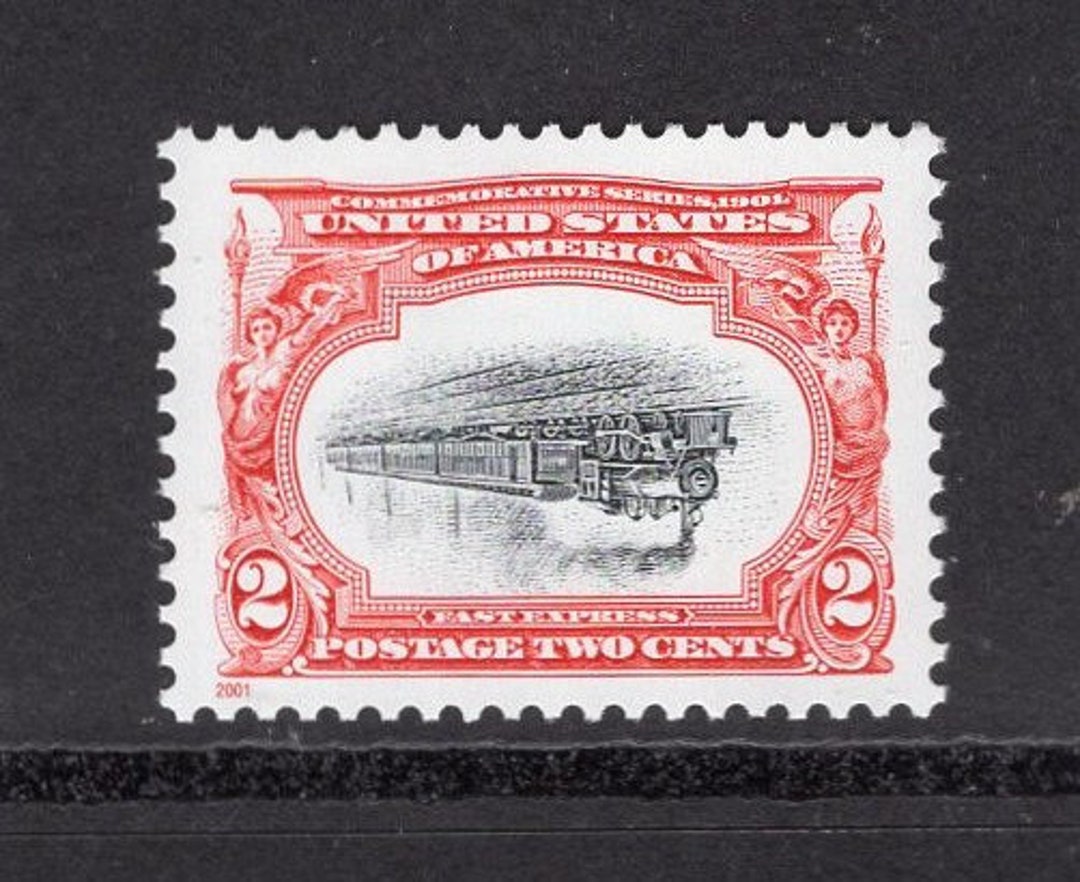 Two 2 TRAIN INVERTED CENTER 2c Stamps Pan-am Exhibit Unused Fresh ...
