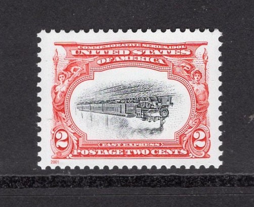 Two 2 TRAIN INVERTED CENTER 2c Stamps Pan-am Exhibit Unused Fresh ...