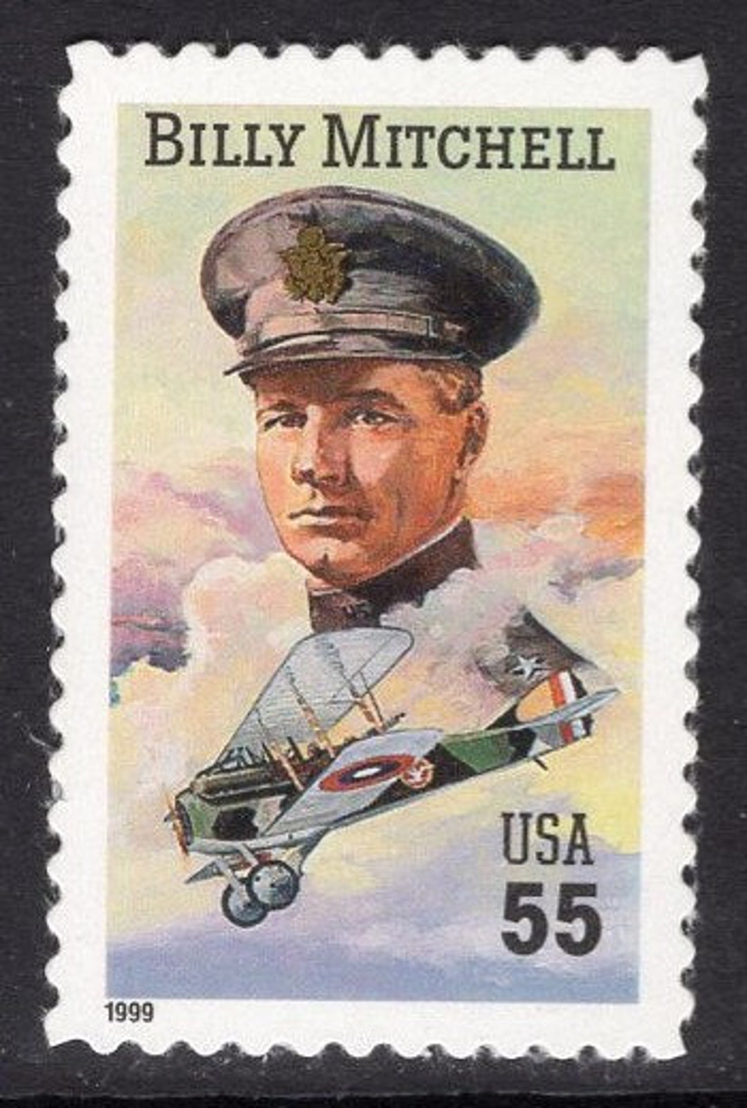5 BILLY MITCHELL Biplane Aviation Pioneer Bright Unused USA Postage ...