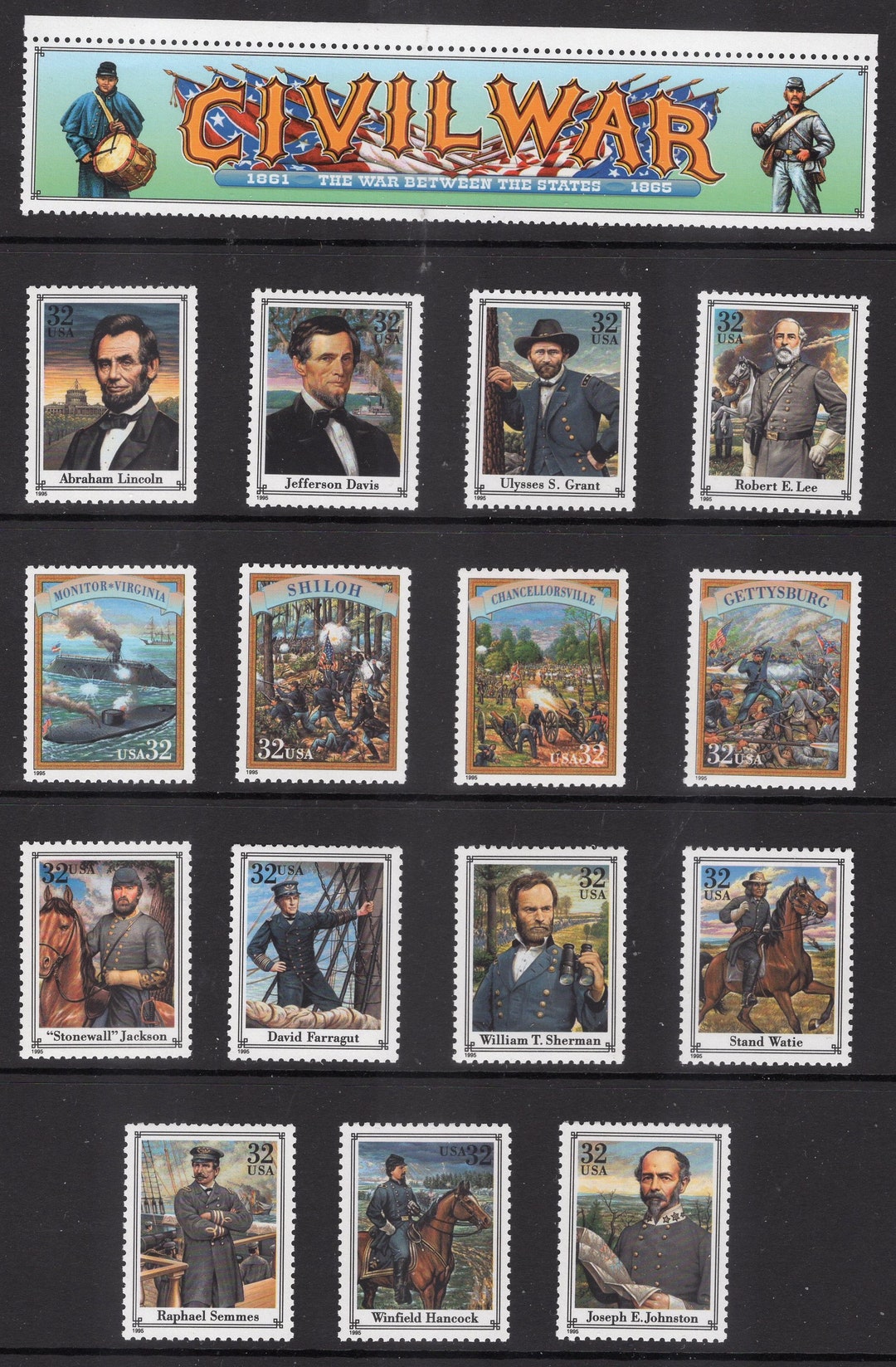 30 CIVIL WAR Stamps COMPLETE 1961-on Collection of 30 Bright - Etsy