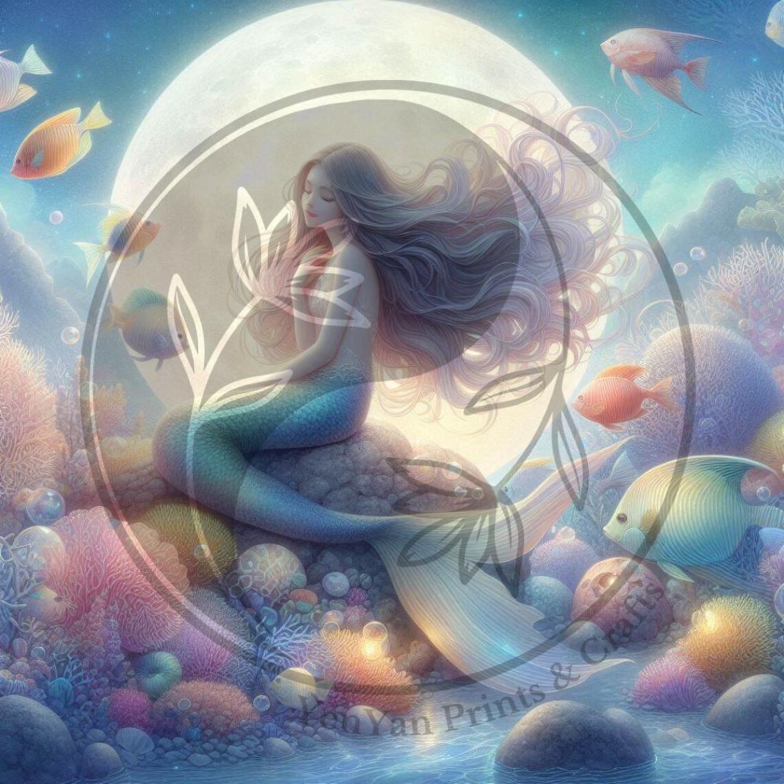 Waves of the Enchanted Mermaid Digital Images Digital Art Printable Kit ...