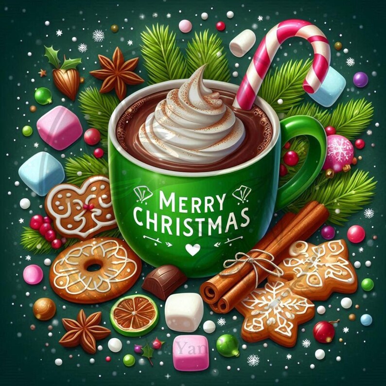 52 Christmas Hot Chocolate Digital Art Printable Kit Instant Digital ...