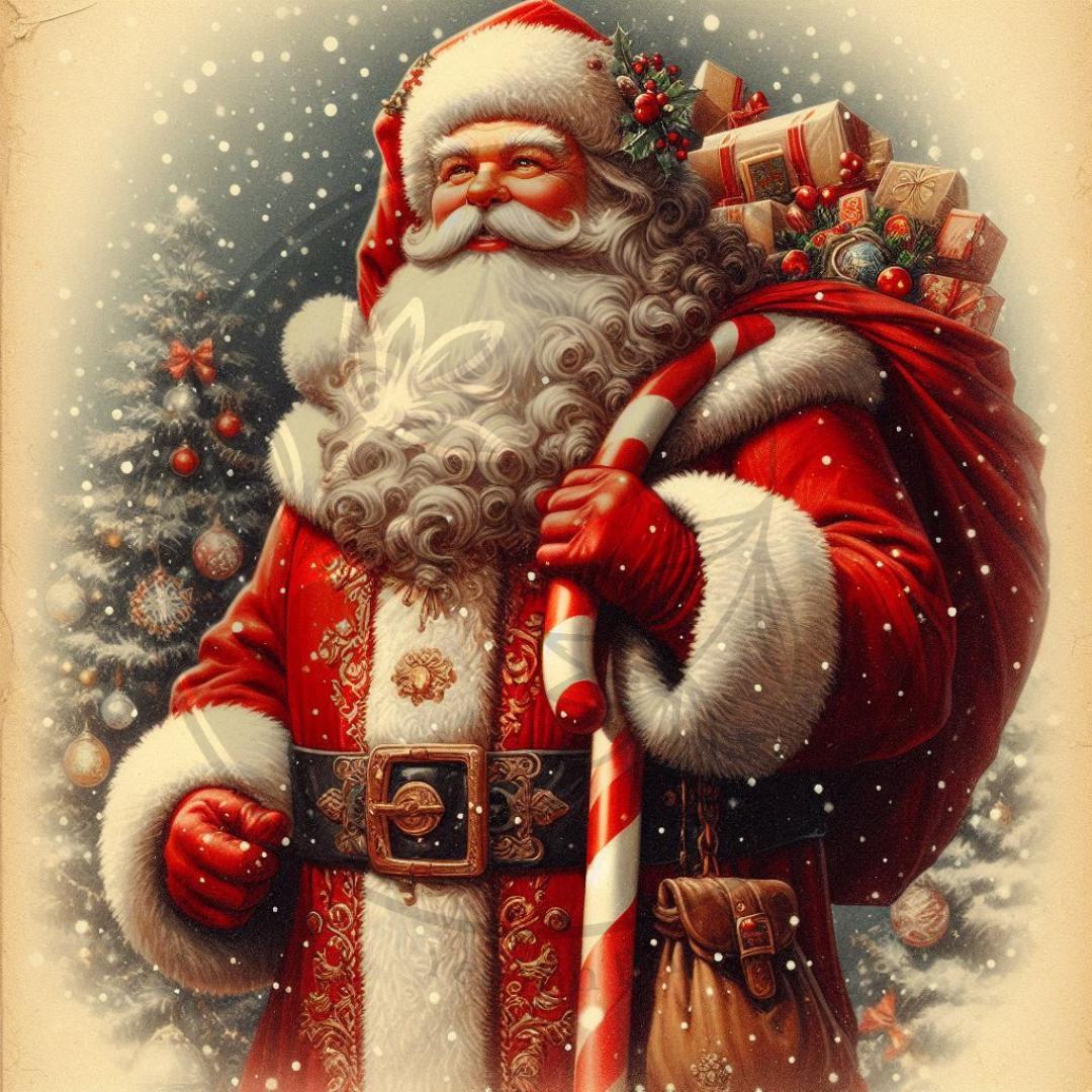 50 Vintage Santa Digital Art Printable Kit Instant Digital Download ...