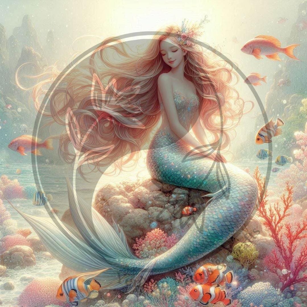Waves of the Enchanted Mermaid Digital Images Digital Art Printable Kit ...