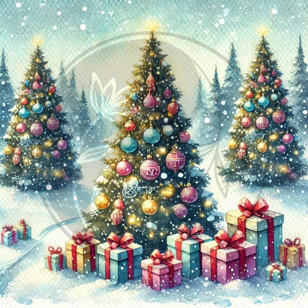 50 Christmas Trees Digital Images Digital Art Printable Kit Instant ...