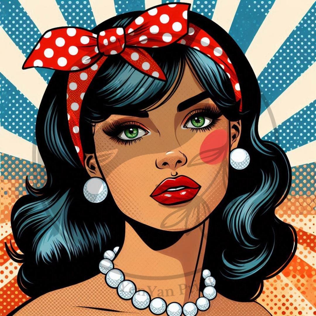 50 Retro Pop Art Women Digital Art Printable Kit Instant Digital ...