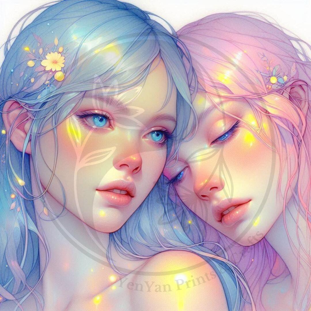50 Ethereal Twins Digital Image Collection Digital Art Printable Kit Instant Digital Download ...