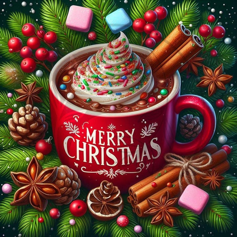 52 Christmas Hot Chocolate Digital Art Printable Kit Instant Digital ...