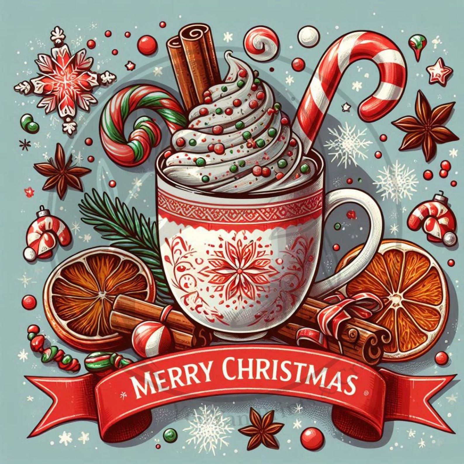 52 Christmas Hot Chocolate Digital Art Printable Kit Instant Digital ...