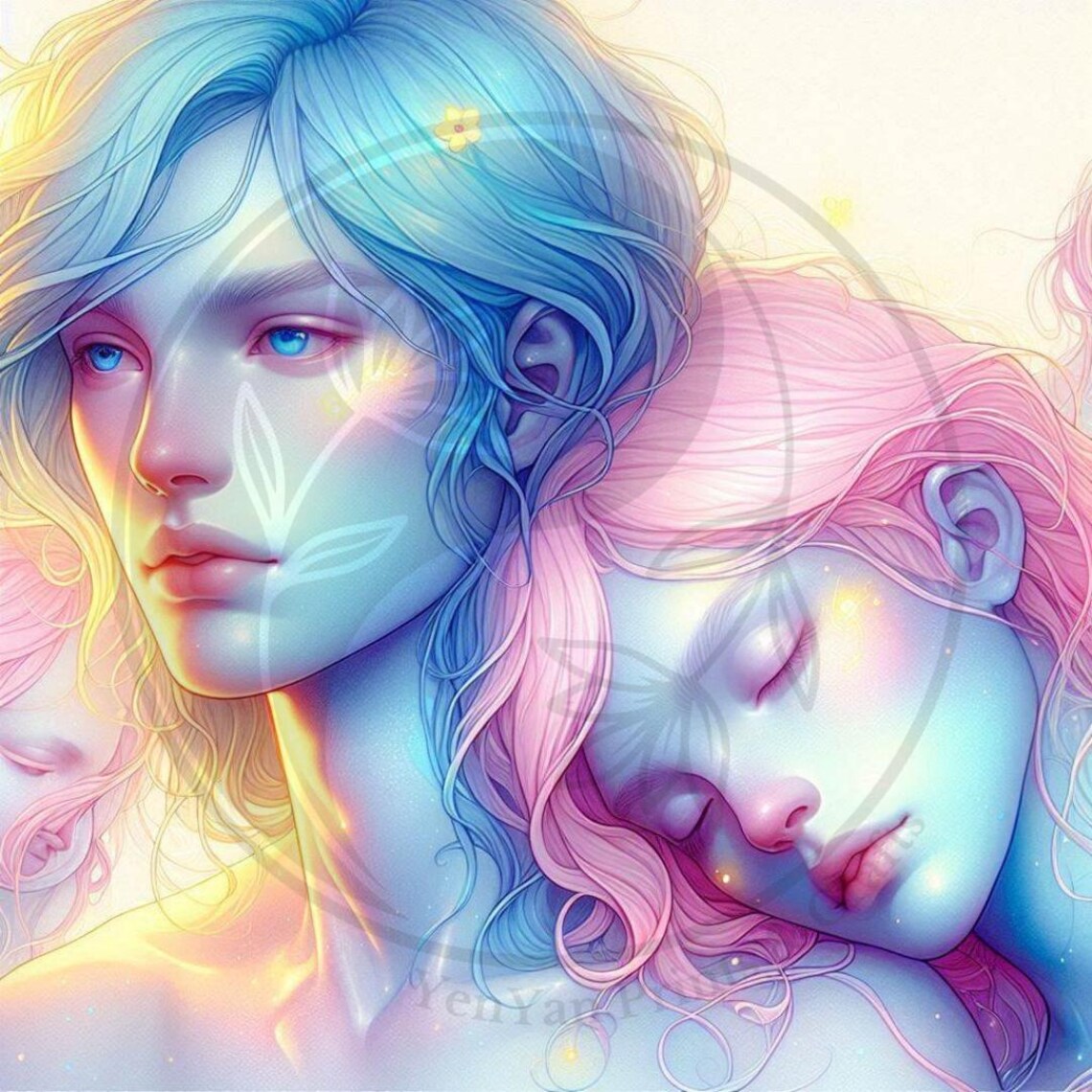 50 Ethereal Twins Digital Image Collection Digital Art Printable Kit Instant Digital Download ...