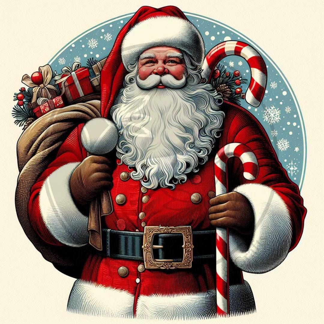 50 Vintage Santa Digital Art Printable Kit Instant Digital Download ...