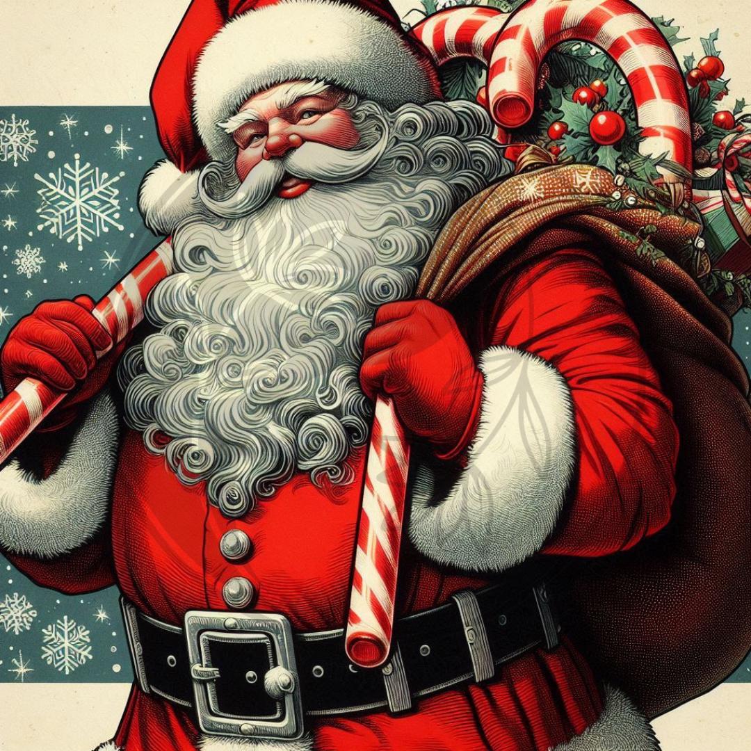 50 Vintage Santa Digital Art Printable Kit Instant Digital Download ...