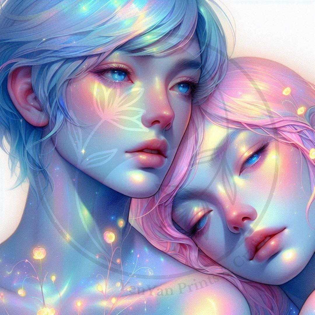 50 Ethereal Twins Digital Image Collection Digital Art Printable Kit ...