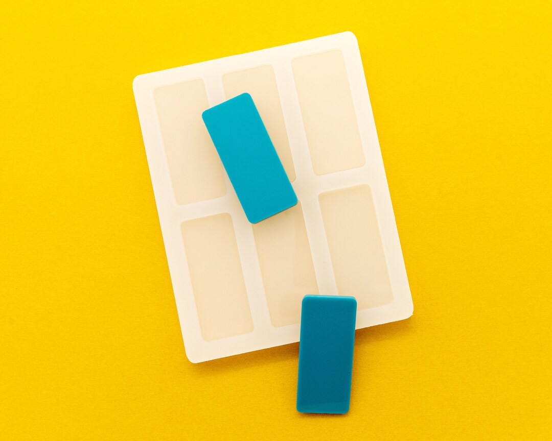 2" Long 0.9" Wide 3mm Deep Flat Round Corner Rectangle Shiny Silicone ...