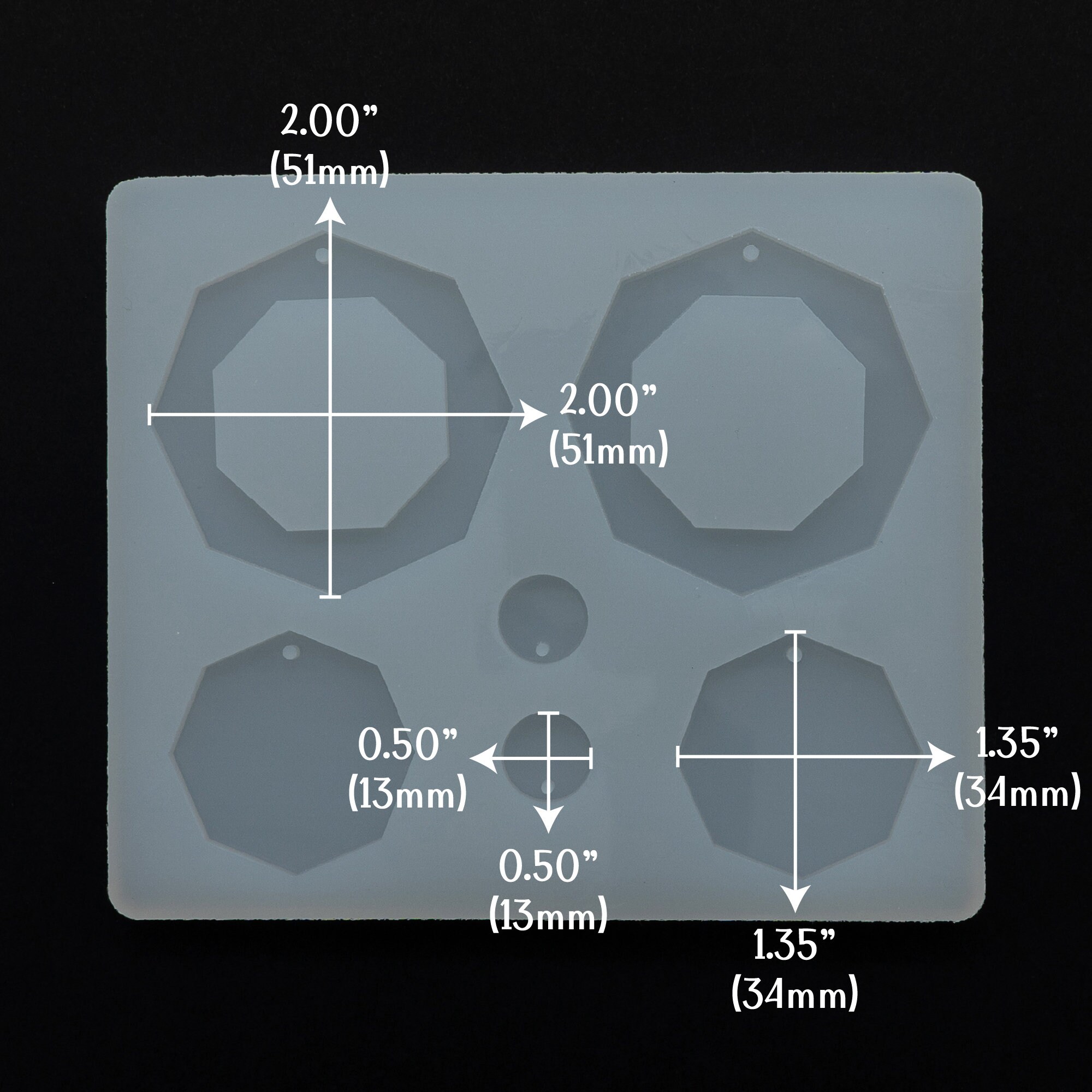 2 Wide 3mm Deep Flat Octagon With Hole Shiny Silicone - Etsy