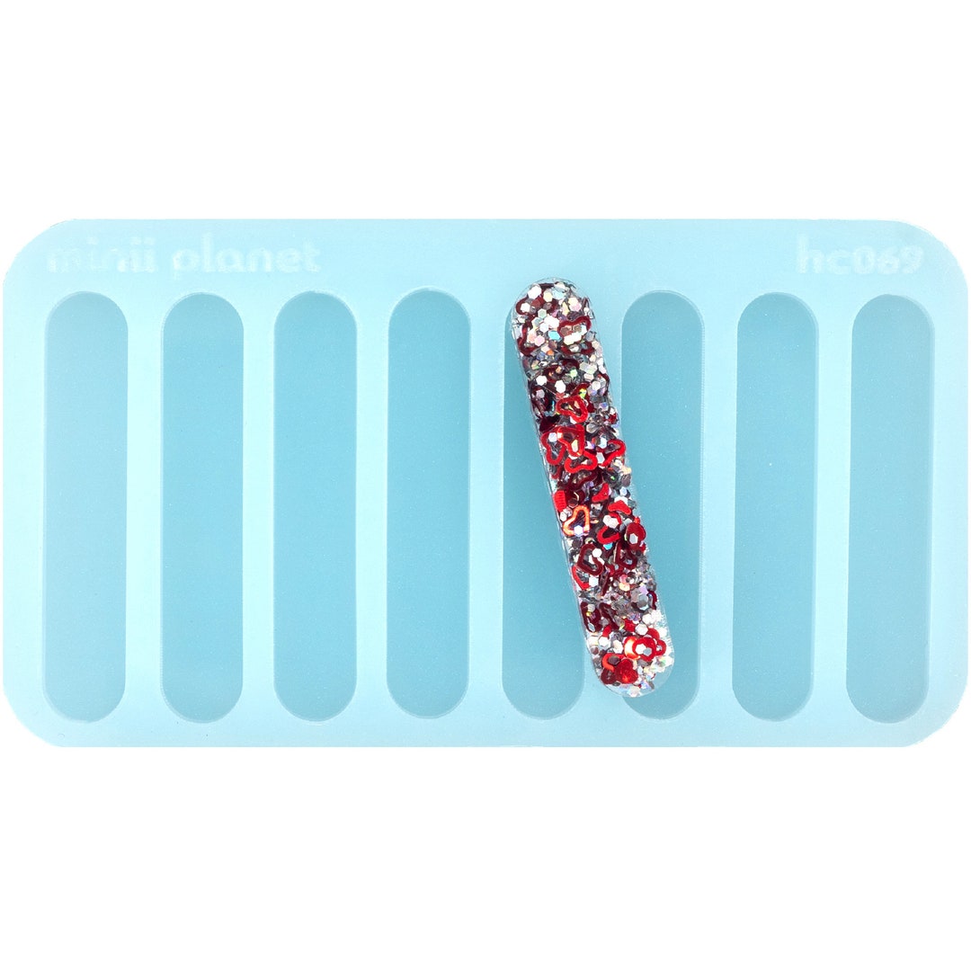 2 Long 0.4 Wide 4.5mm Deep Flat Round End Rectangle Shiny Silicone Hair ...