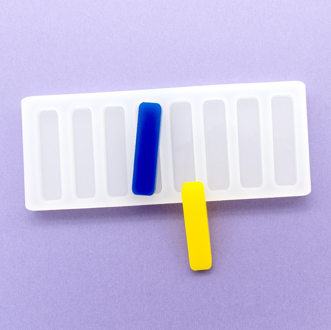 2 Long 0.5 Wide 6mm Deep Flat Round Corner Rectangle Shiny Silicone ...