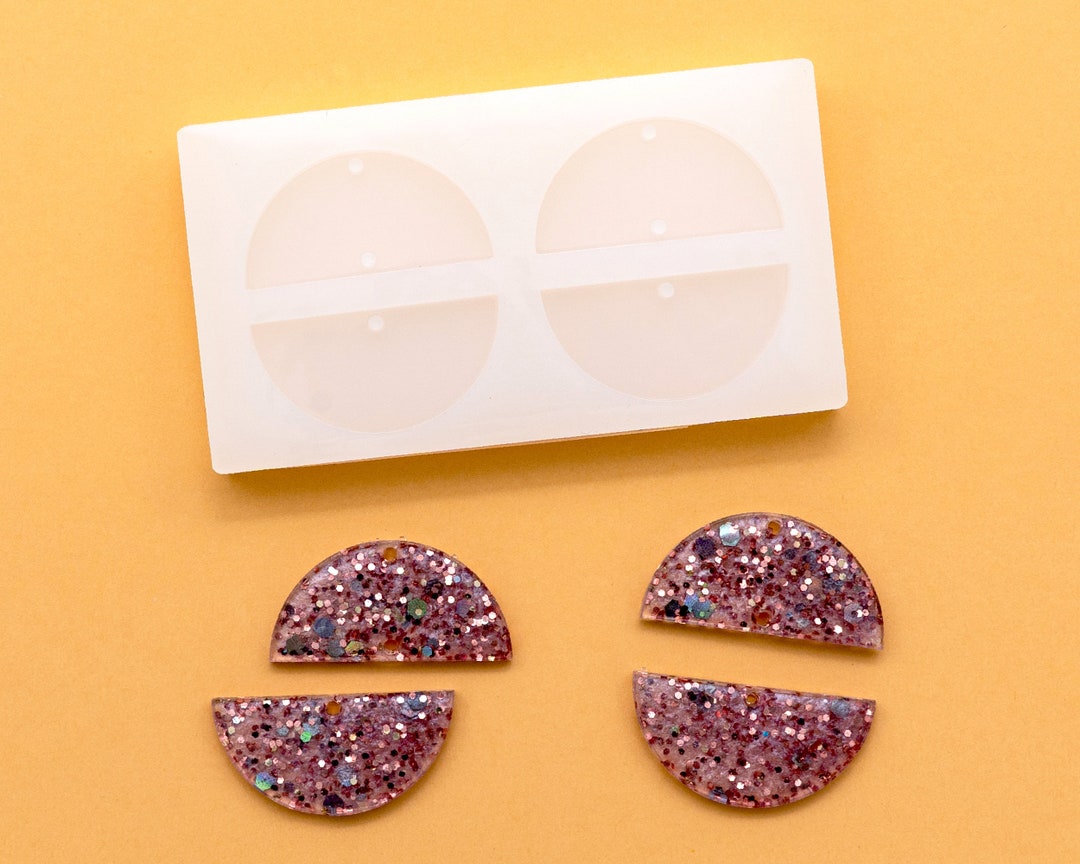 1.5 Wide 3mm Deep Flat Half Circle With Hole Shiny Silicone Earring ...
